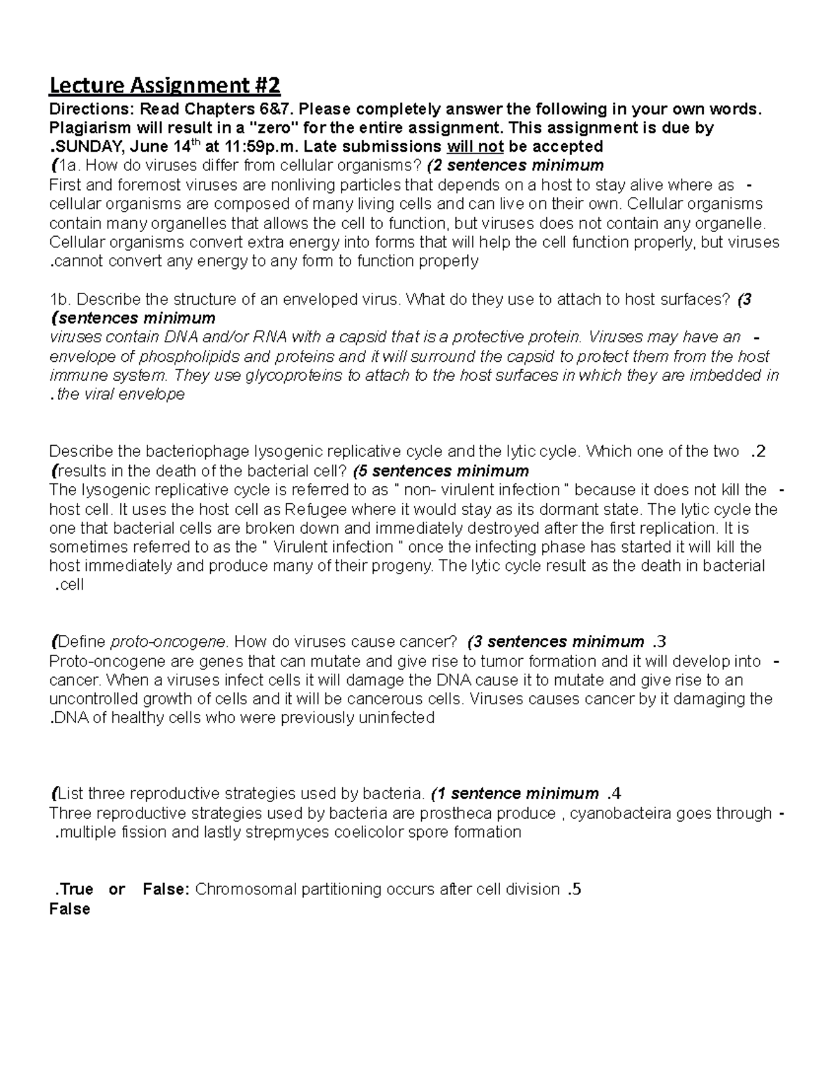 Lecture Assignment 2- Due June 14th 4 - Lecture Assignment Directions ...