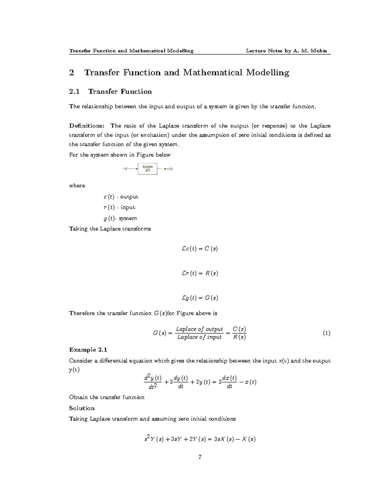 Chapter 2 - Transfer Function and Mathematical Modelling - 2 Transfer ...