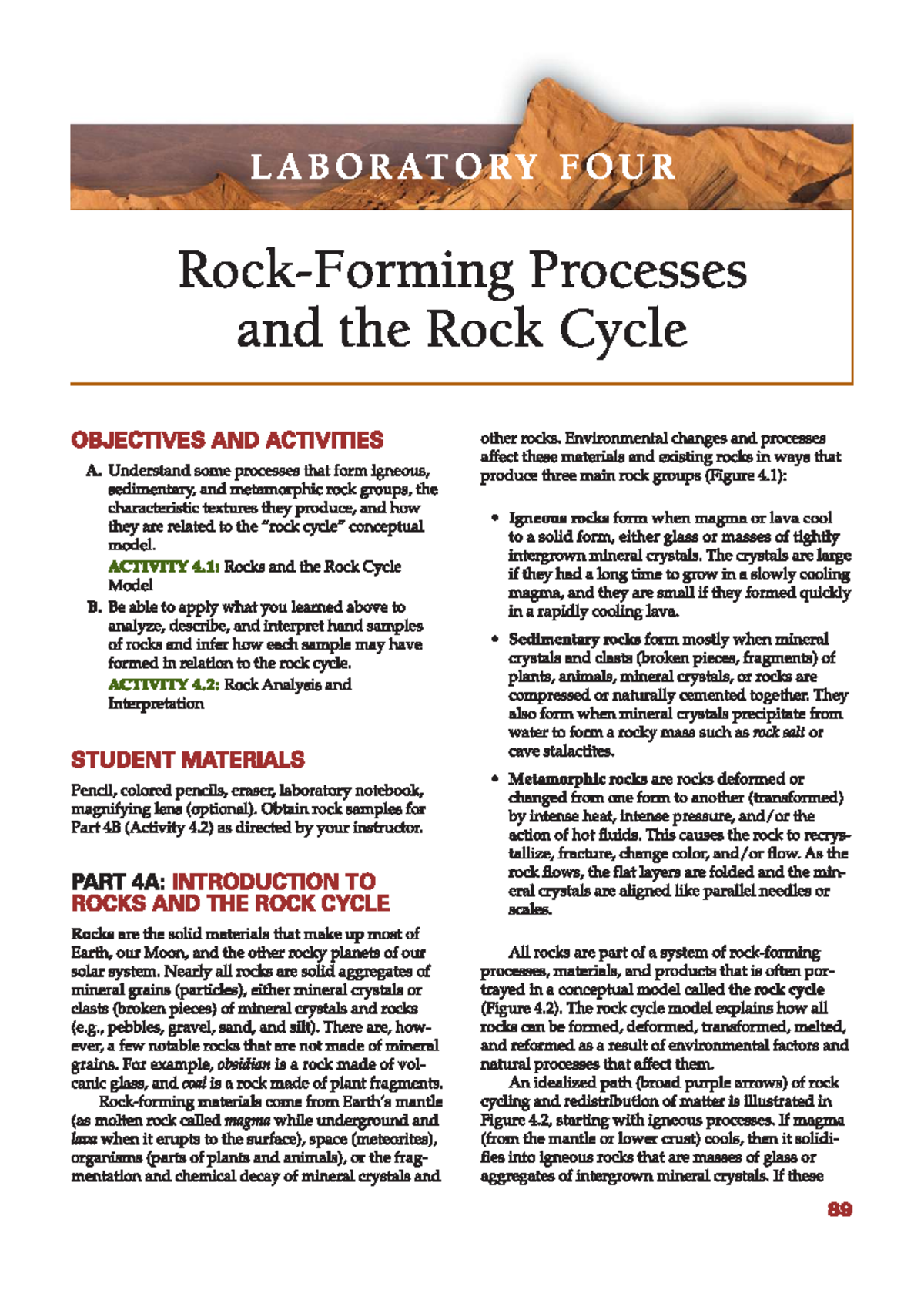 Laboratory 4: Understanding the Rock Cycle and Rock Properties - Studocu