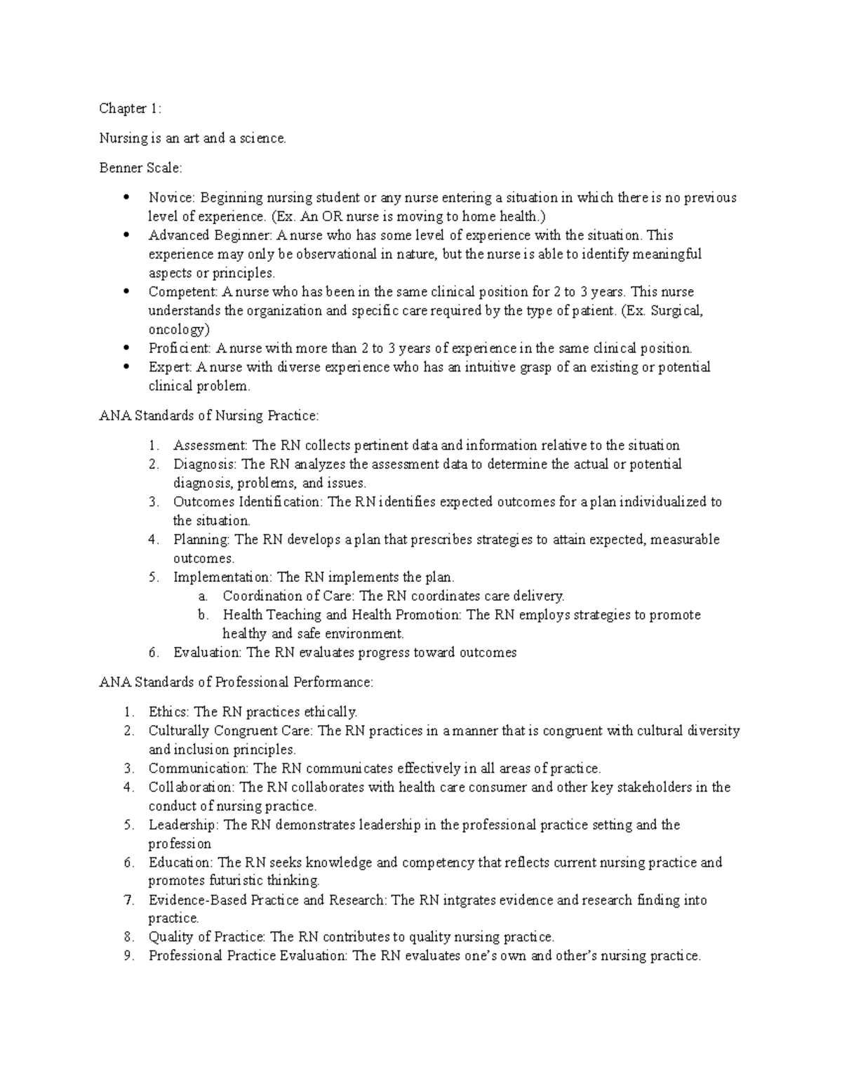 NSG 101 CH 1 Notes from ppt - Chapter 1: Nursing is an art and a ...