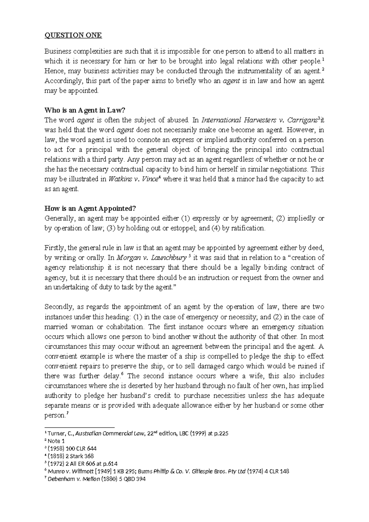 Business law assignment: Understanding agents and their appointment ...