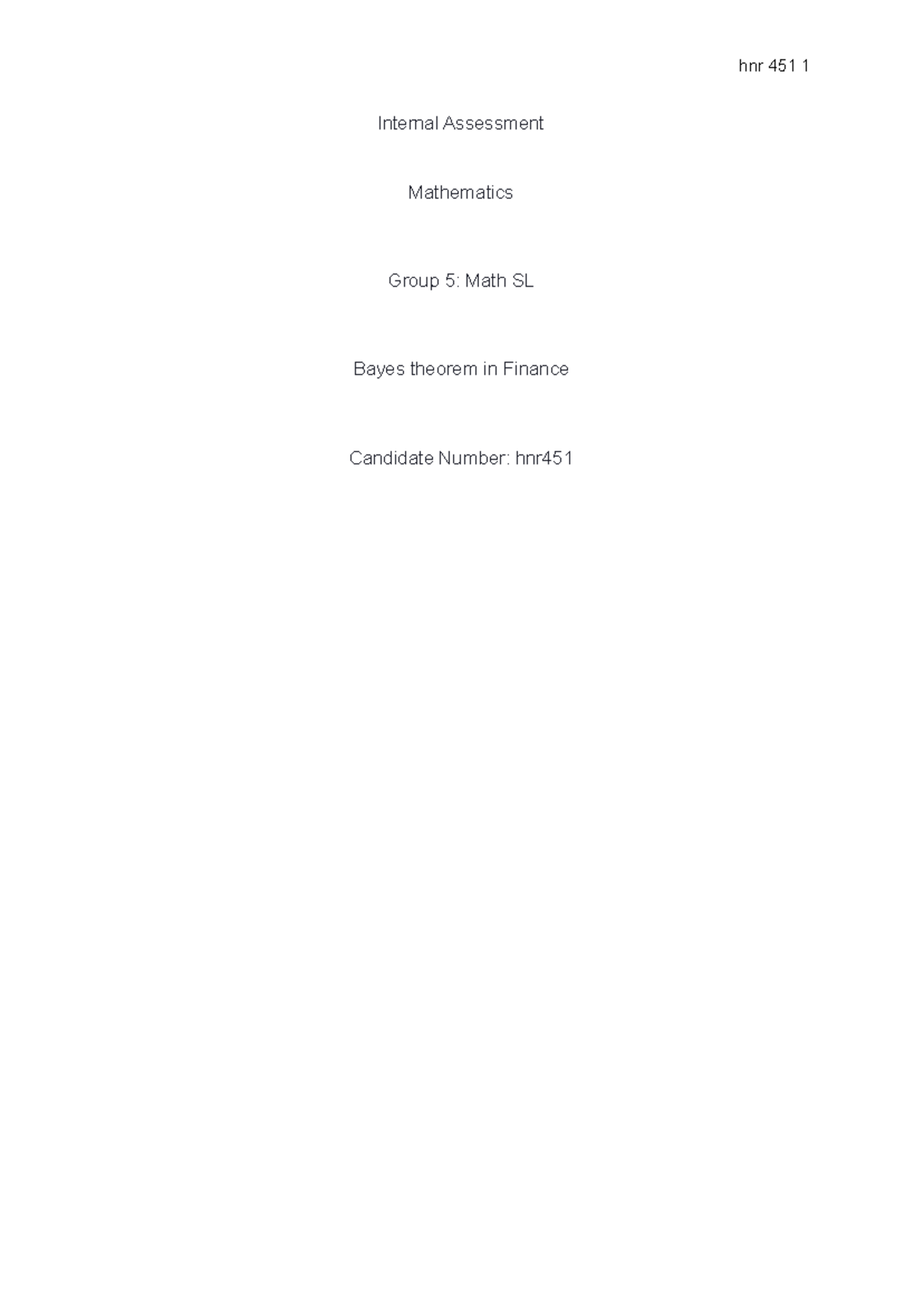 IB Math SL IA - Grade: 6.5 - Internal Assessment Mathematics Group 5 ...