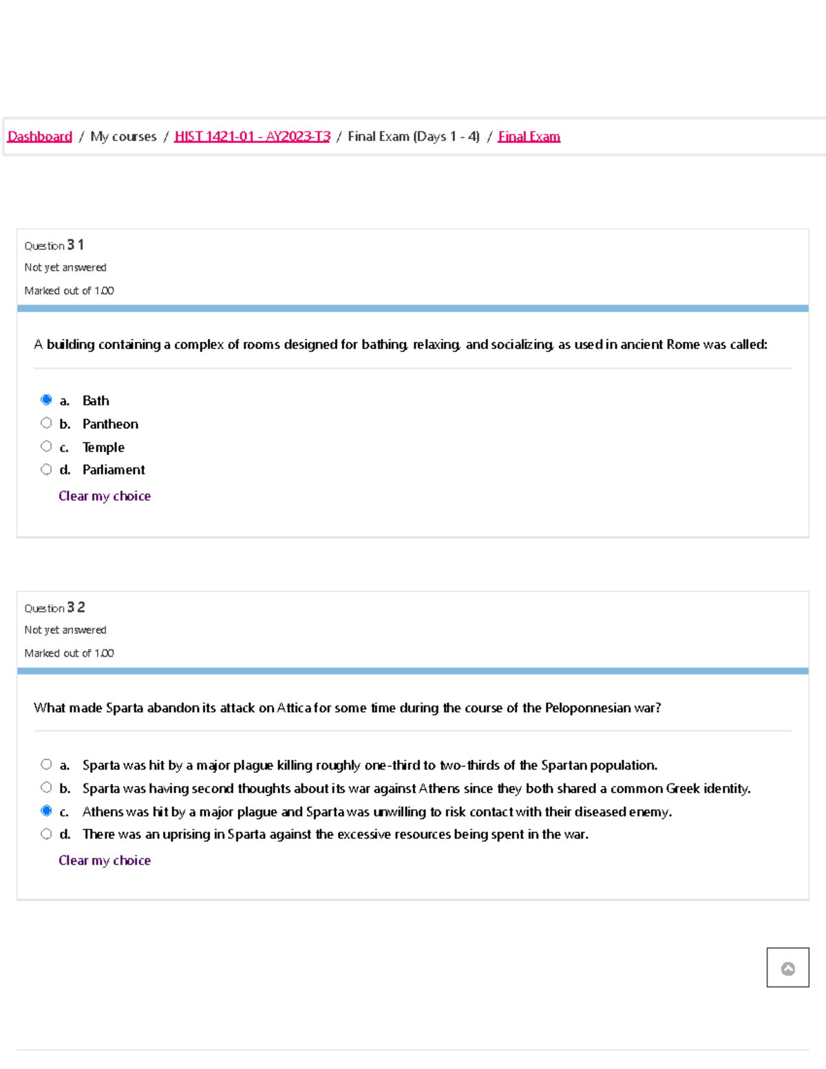 Final Exam Questions - HIST 1421 - Ancient Civilizations Focus - Studocu