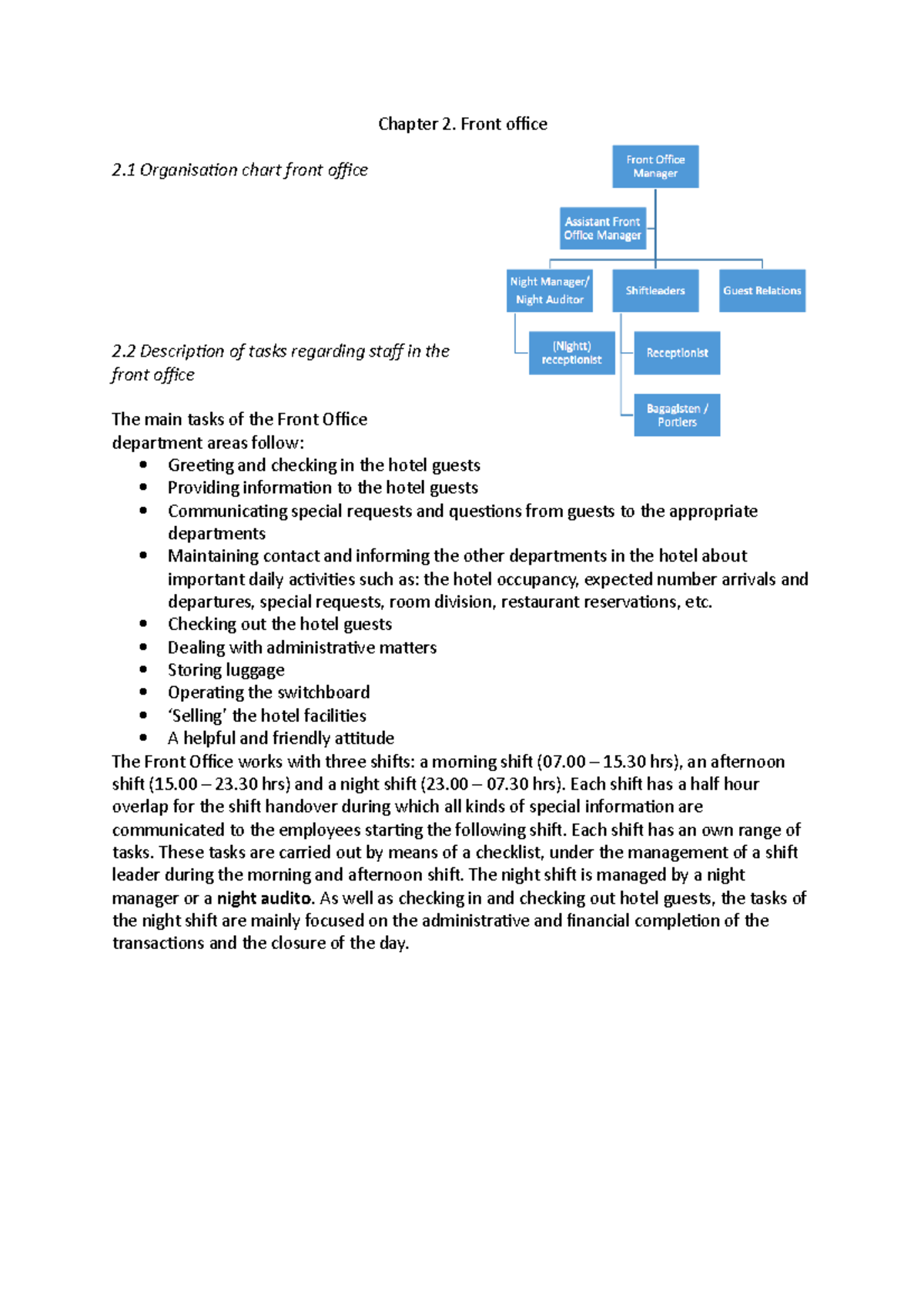 Chapter 2: Front Office Operations and Guest Management (Course Code ...