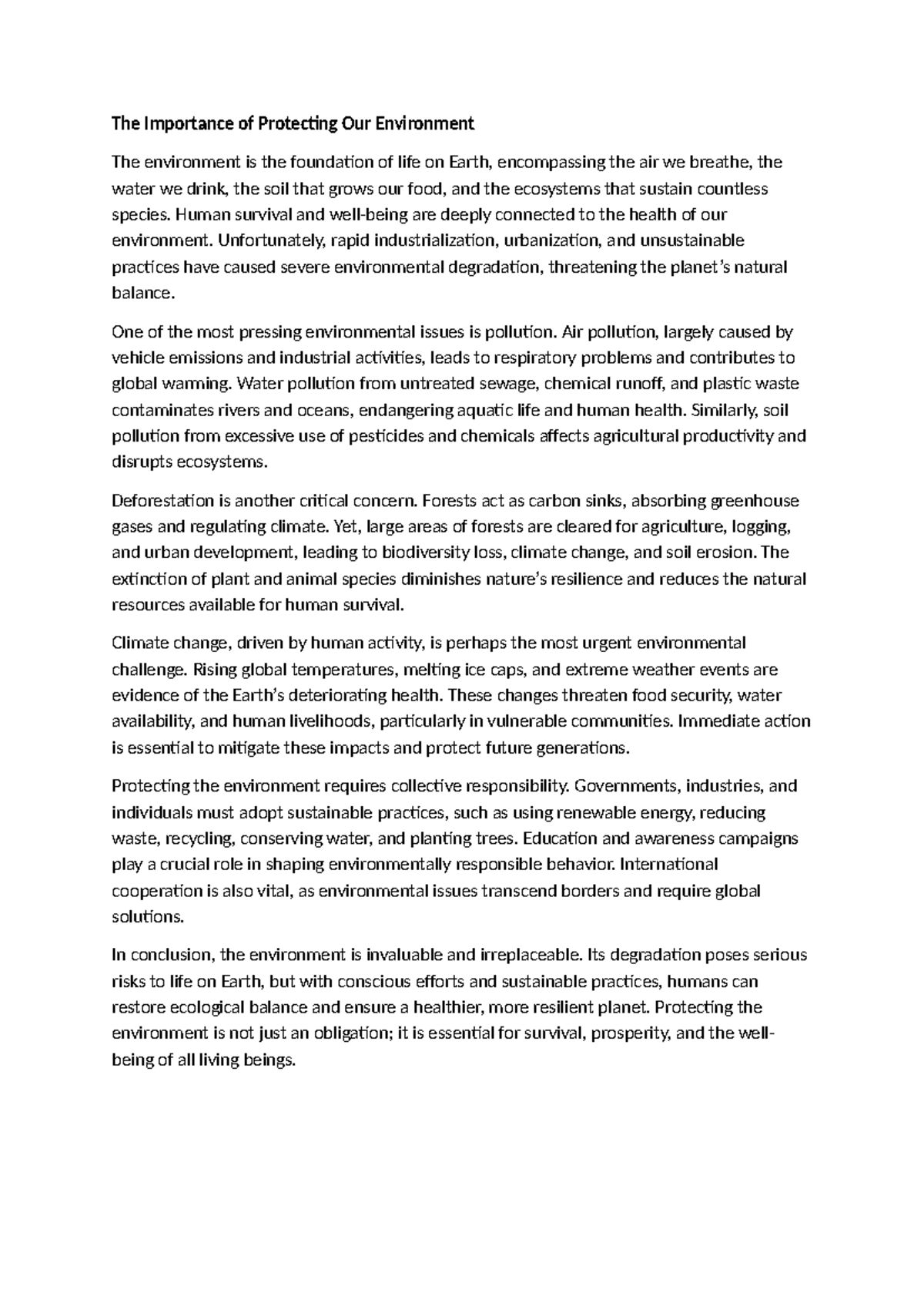 ENV 101: The Importance of Environmental Protection and Sustainability ...