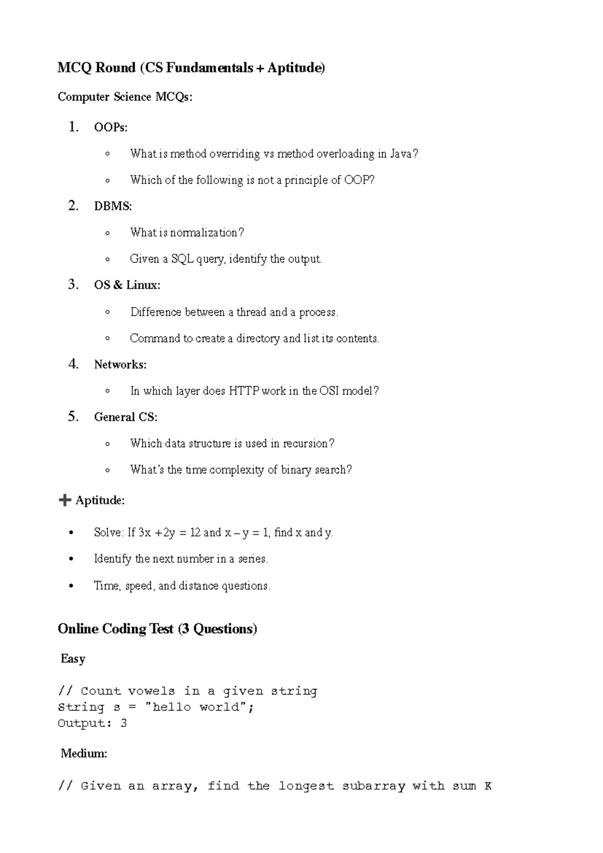 MCQ Round (CS101) Computer Science Fundamentals & Aptitude Questions - Studocu