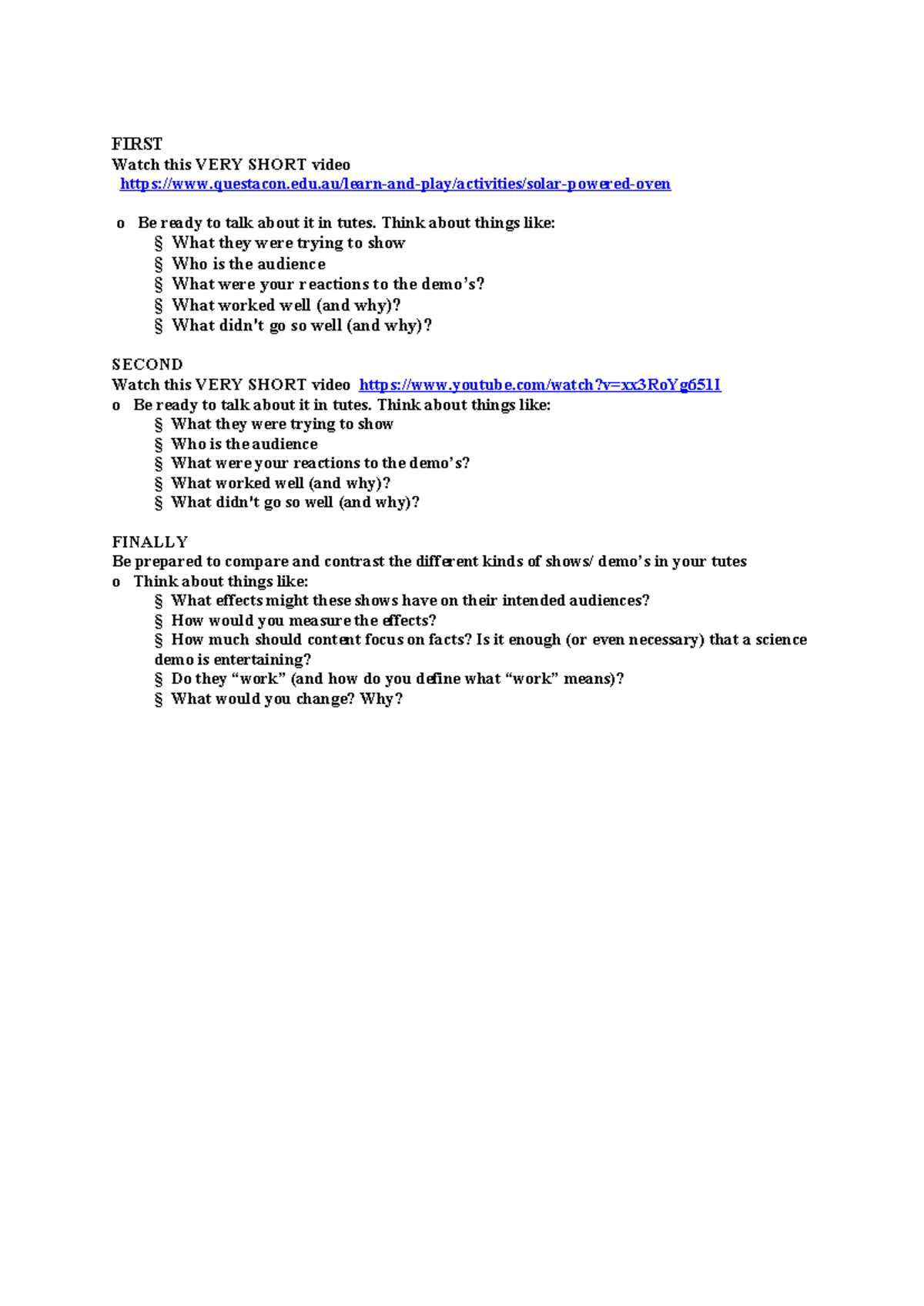 SCOM1001 Tutorial 3: Analyzing Video Content for Discussion - Studocu