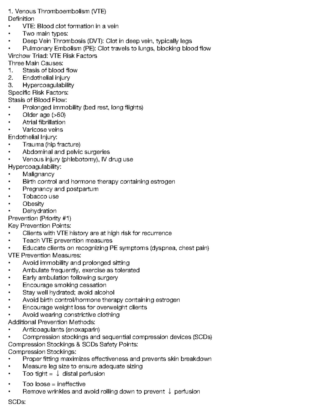 VTE & PE Overview: Key Concepts for Nursing (NUR 101) - Studocu