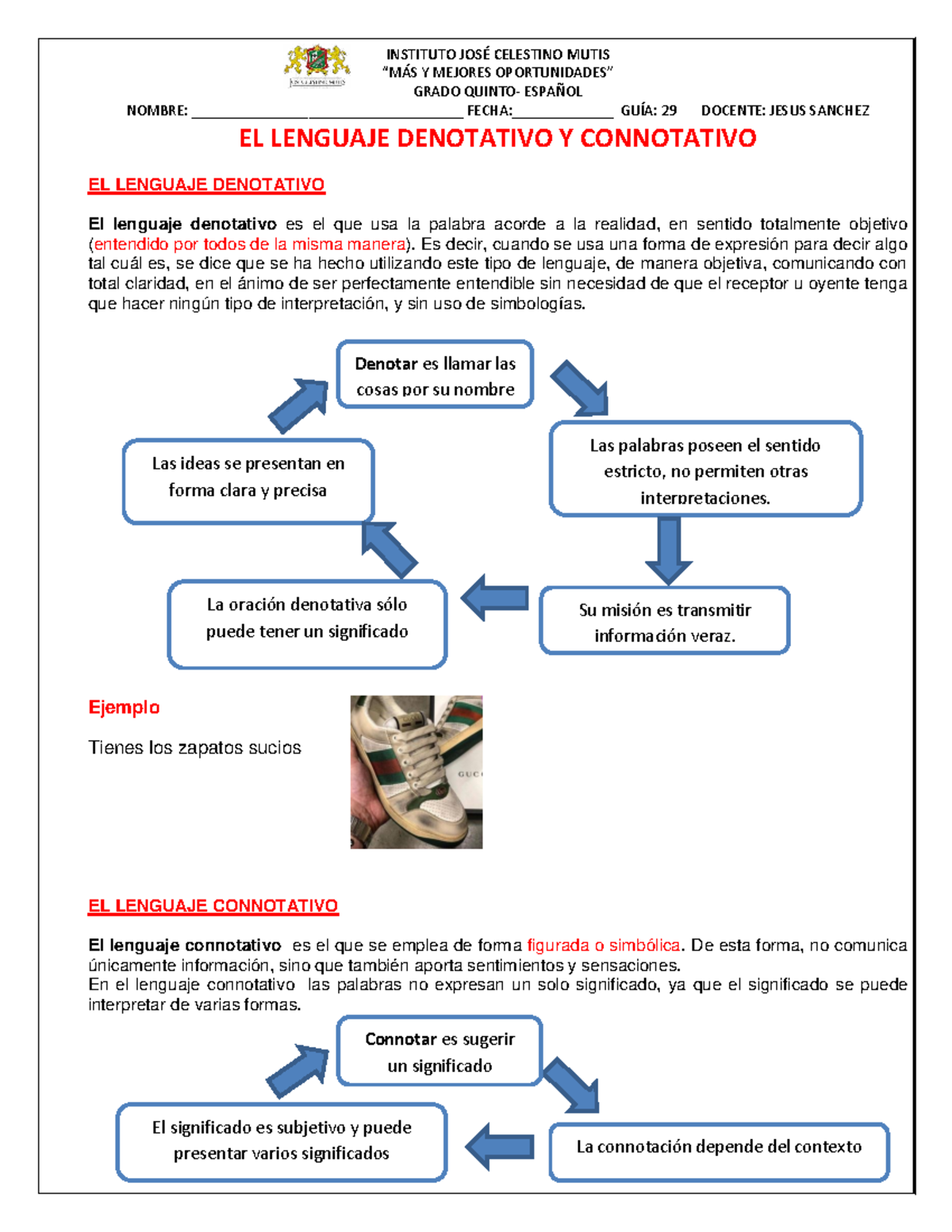 Guía de Lenguaje Denotativo y Connotativo - Español 29 - Studocu