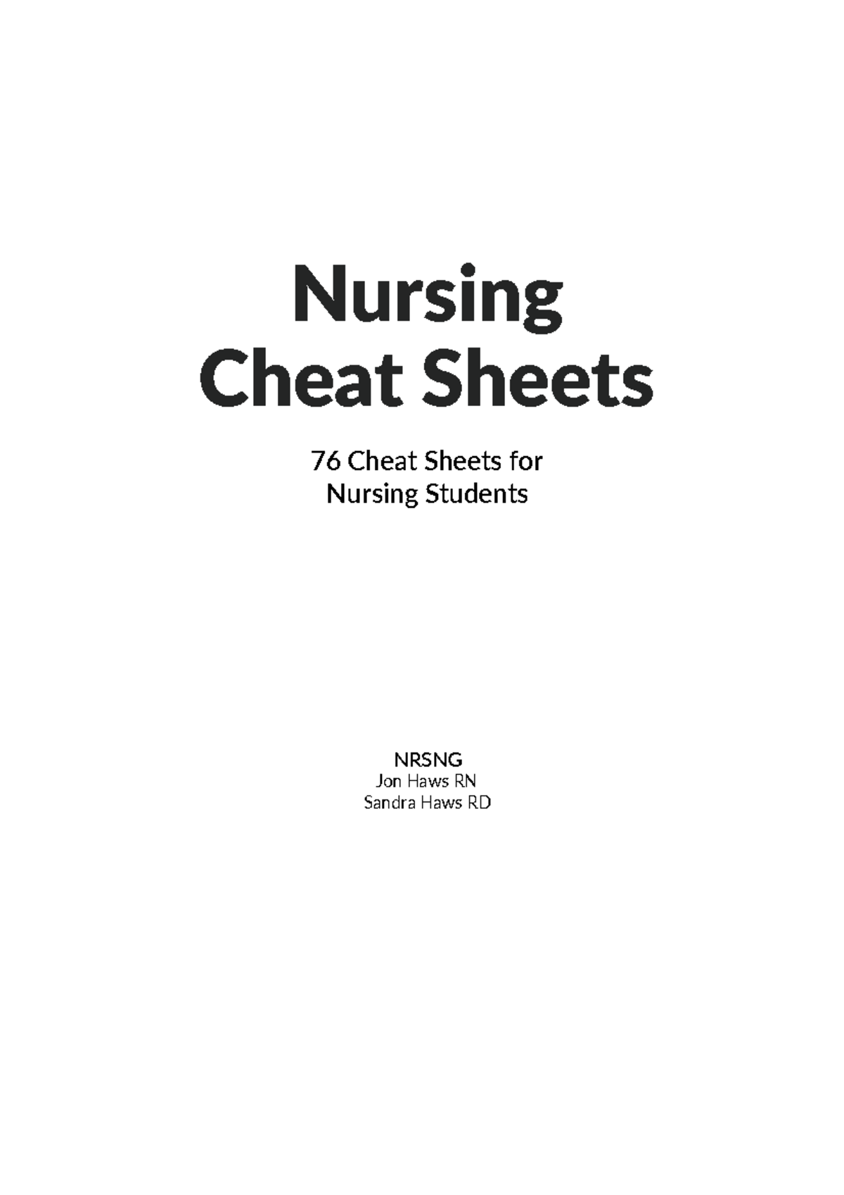 NRSNG Nursing Cheat Sheets: 76 Essential Study Aids for Students - Studocu