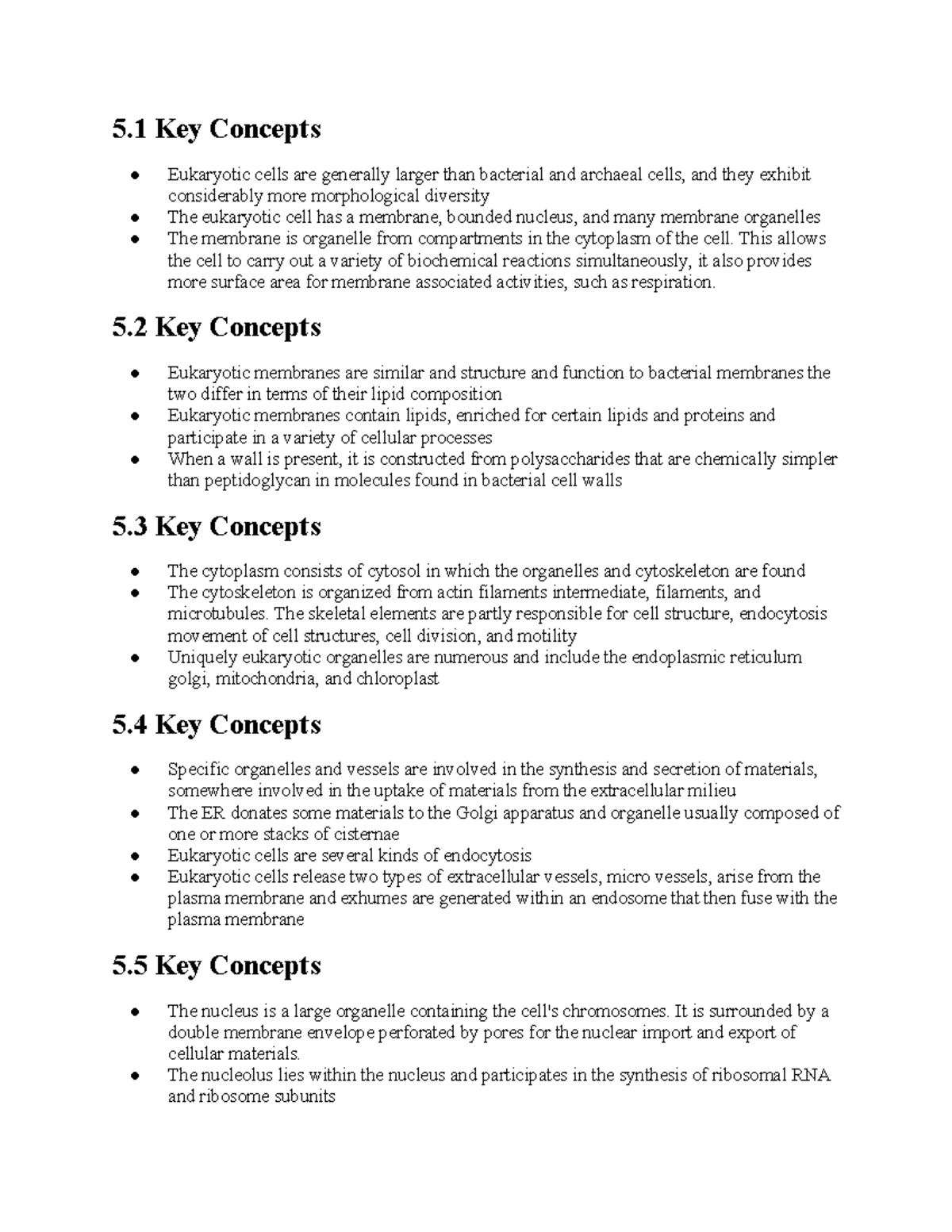 Eukaryotic Cell Structure & Function: Key Concepts Overview - Studocu