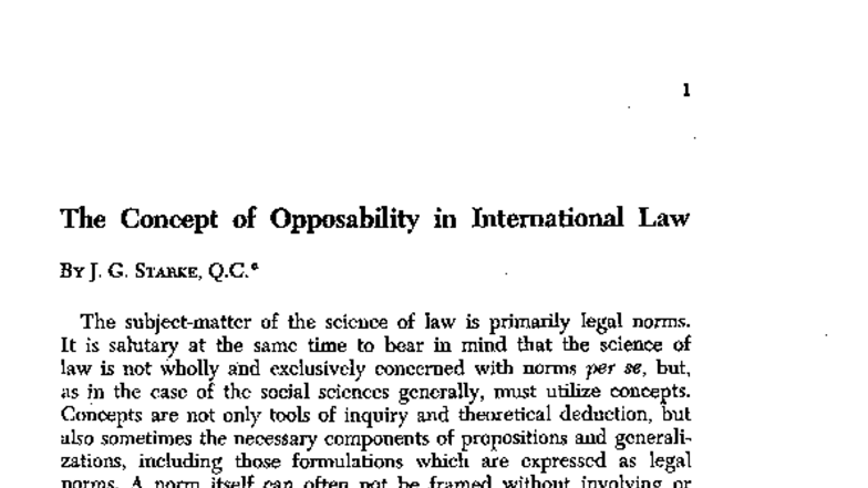Australian International Law Journal: The Concept of Opposability - Studocu