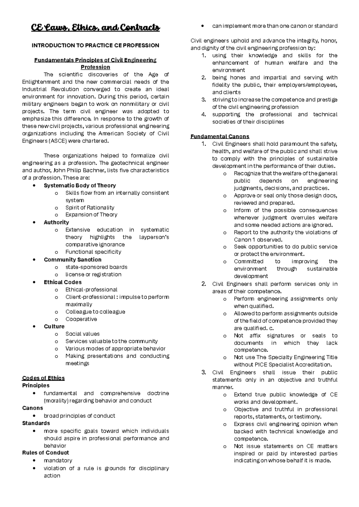 CE Laws, Ethics, and Contracts - Comprehensive Reviewer Guide - Studocu
