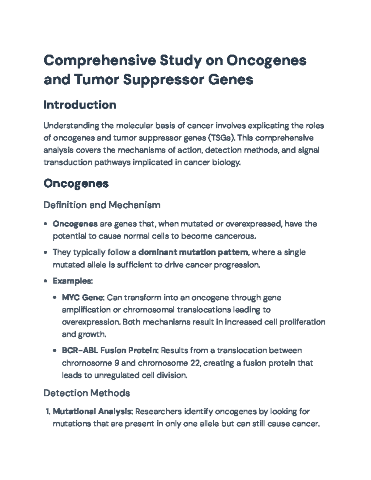 Comprehensive Analysis of Oncogenes and Tumor Suppressor Genes in ...