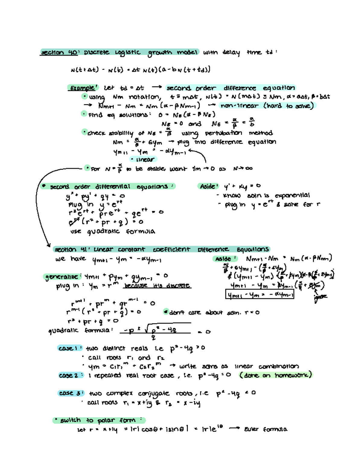 MATH141 - Lecture 6 - Notes on section 40: Discrete logistic growth ...
