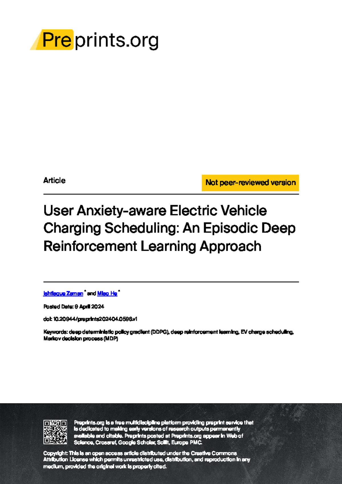 User Anxiety-aware EV Charging Scheduling: An Episodic Deep Reinforcement - Studocu
