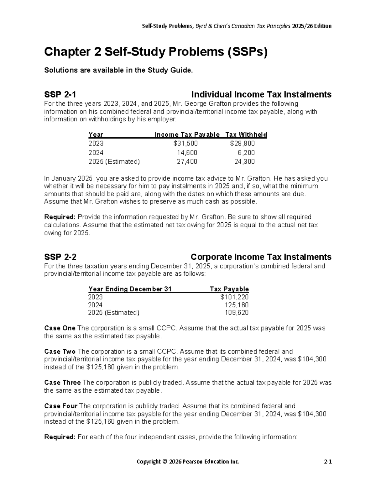 Ch02 SSP 2025-26 Final Exam: Income Tax Instalments & Solutions - Studocu