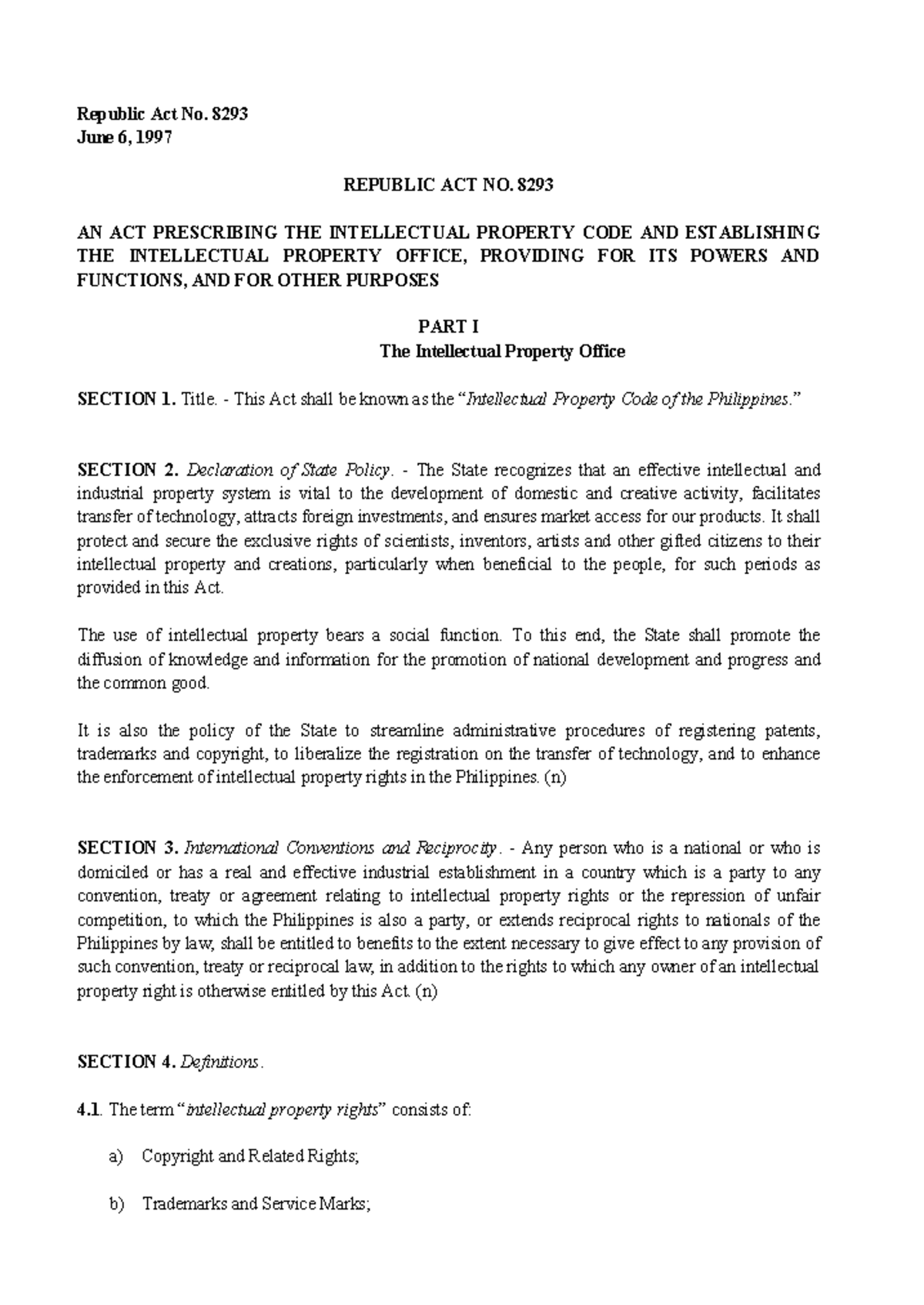 B5 Intellectual Property Law - Republic Act No. 8293 June 6, 1997 ...