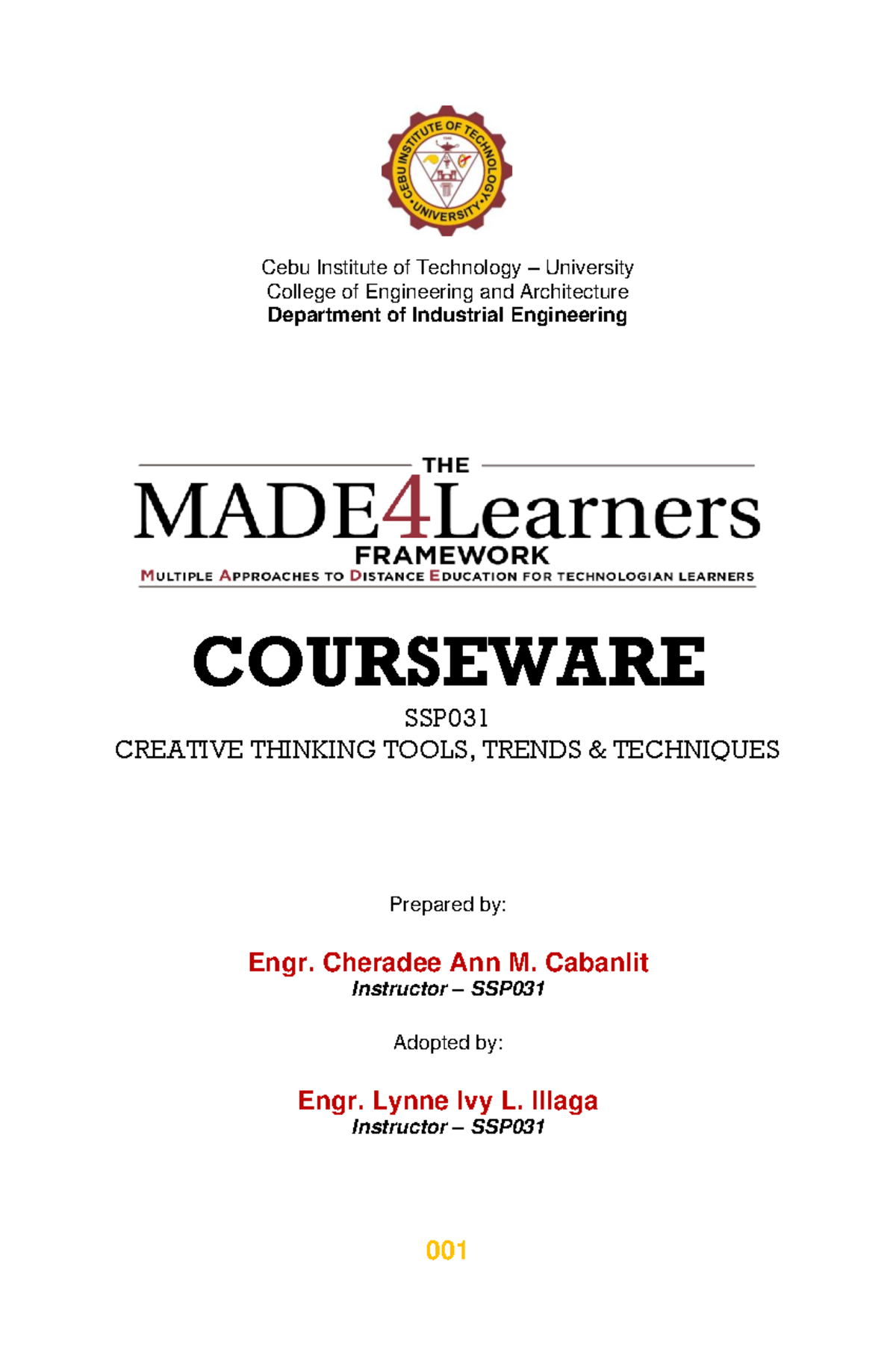 001-Courseware-SSP031-CTT - Cebu Institute of Technology – University ...
