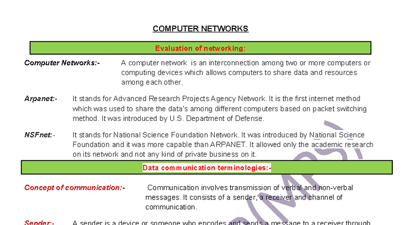 Computer Networks notes - COMPUTER NETWORKS Computer Networks:- A ...