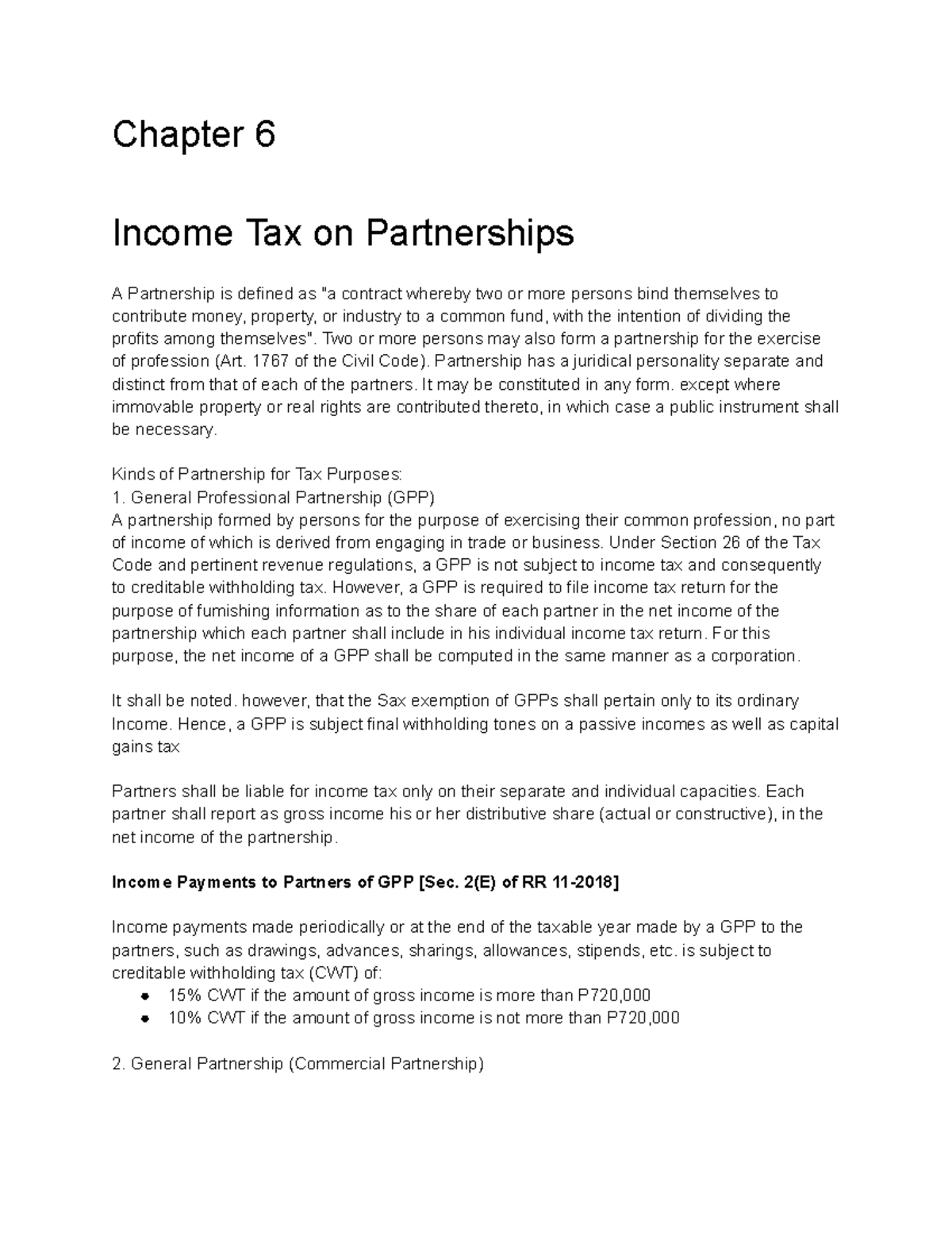 Chapter 6: Income Tax on Partnerships (GPP & General Partnerships ...