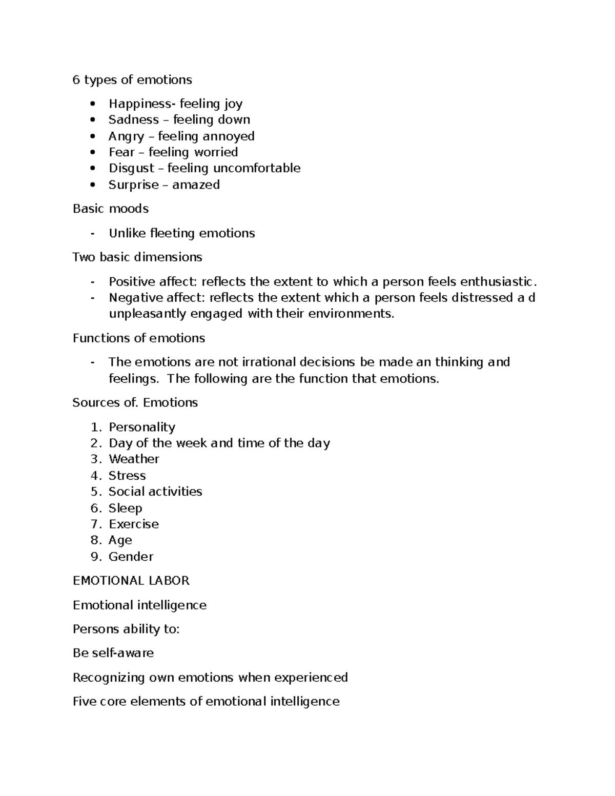 Moods and Emotions Overview - BMA216A - Studocu