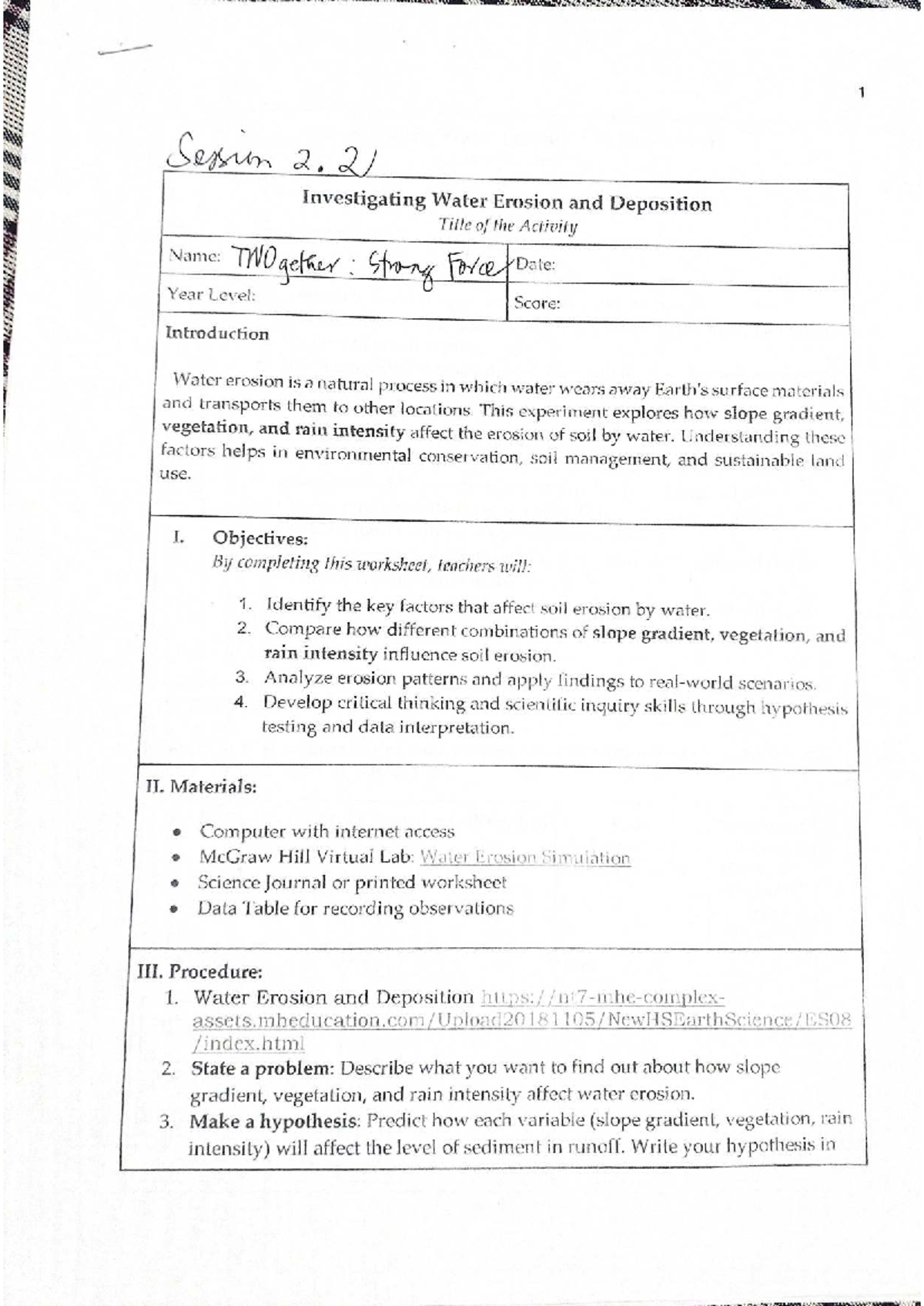 Investigating Water Erosion and Deposition: Activity Guide for 1 ...