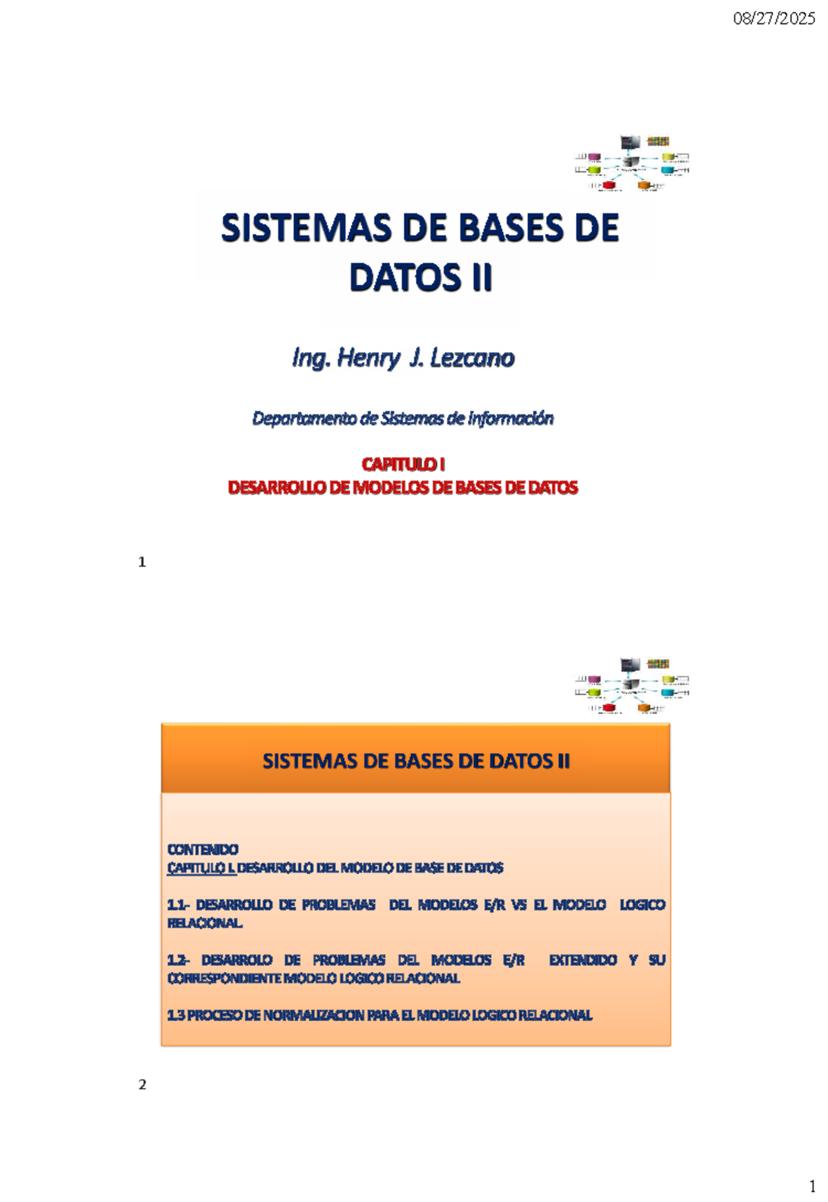 Implementación de Bases de Datos II - Parcial 1 - Ing. Henry Lezcano ...