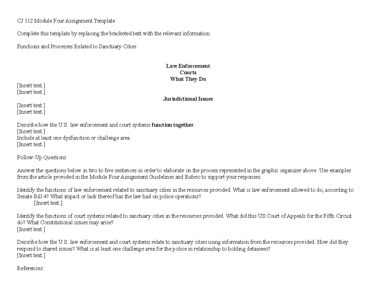 CJ 112 Module Four Assignment Template - CJ 112 Module Four Assignment ...