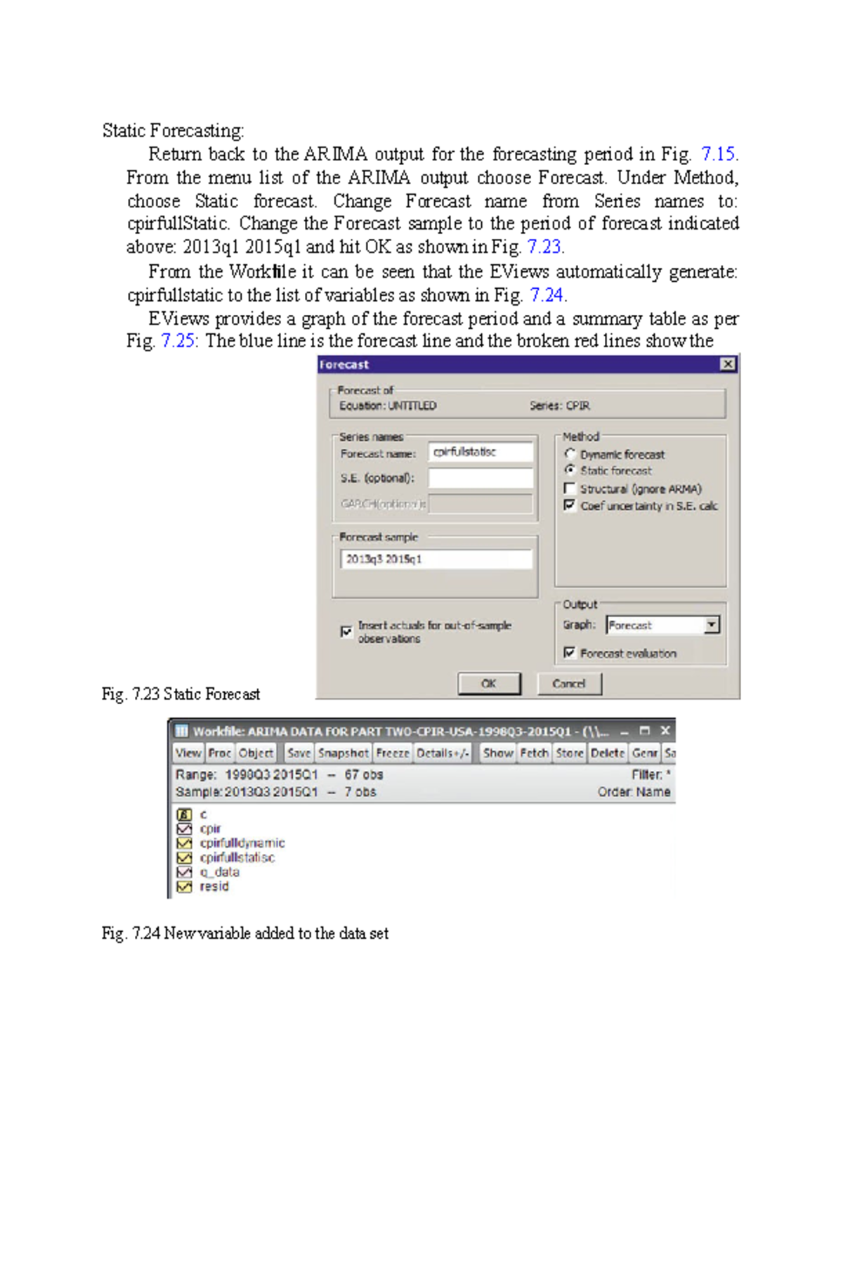 Static Forecasting - Static Forecasting: Return back to the ARIMA ...