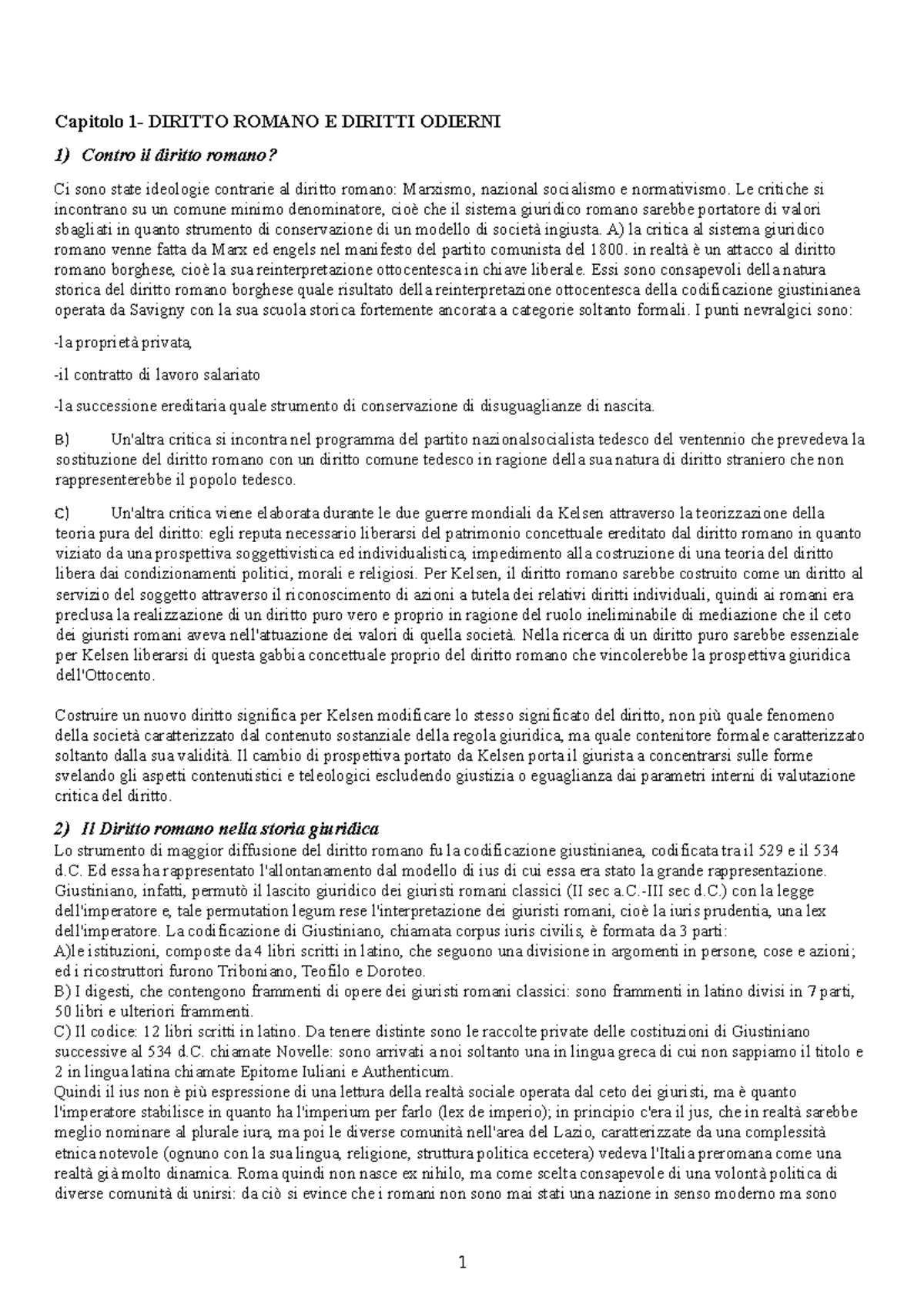 Riassunto Fondamento Romano dei Diritti Odierni: Critiche e Sviluppi ...
