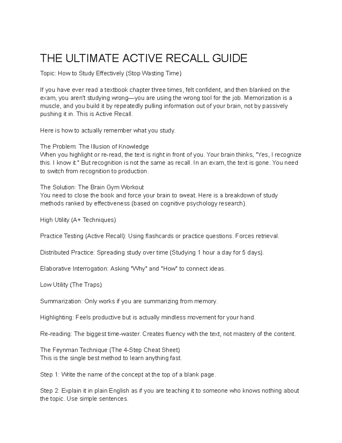 Active Recall Study Techniques: The Ultimate Guide to Effective ...