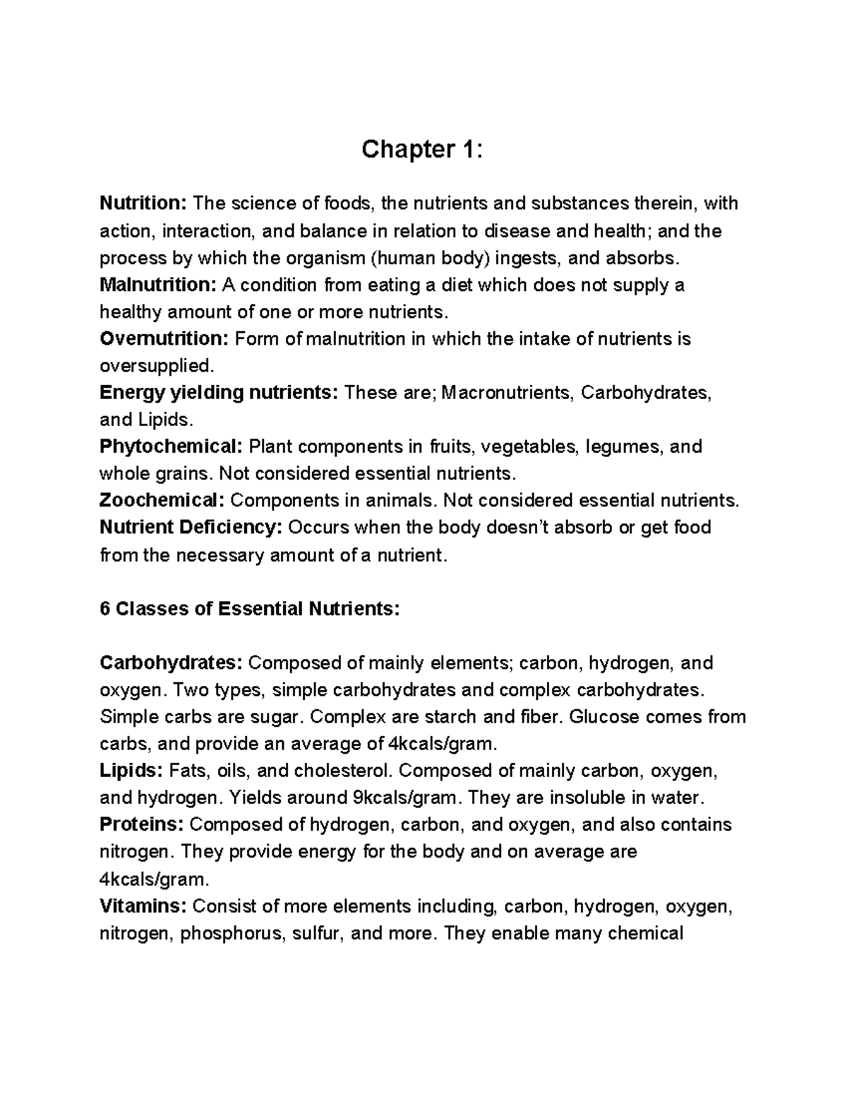 Nutrition Chapters 1-4 Comprehensive Study Guide (Course Code) - Studocu