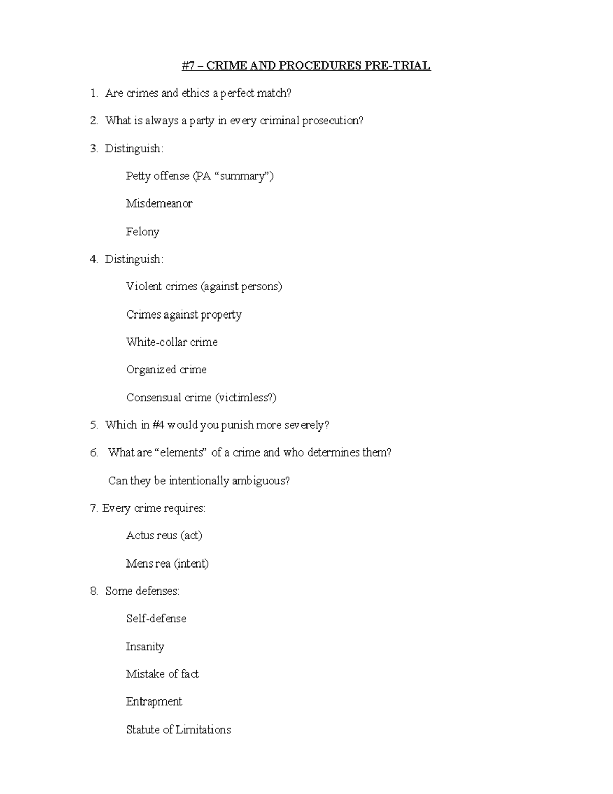 CRIME AND PROCEDURES #7 - Key Concepts and Defenses in Criminal Law ...