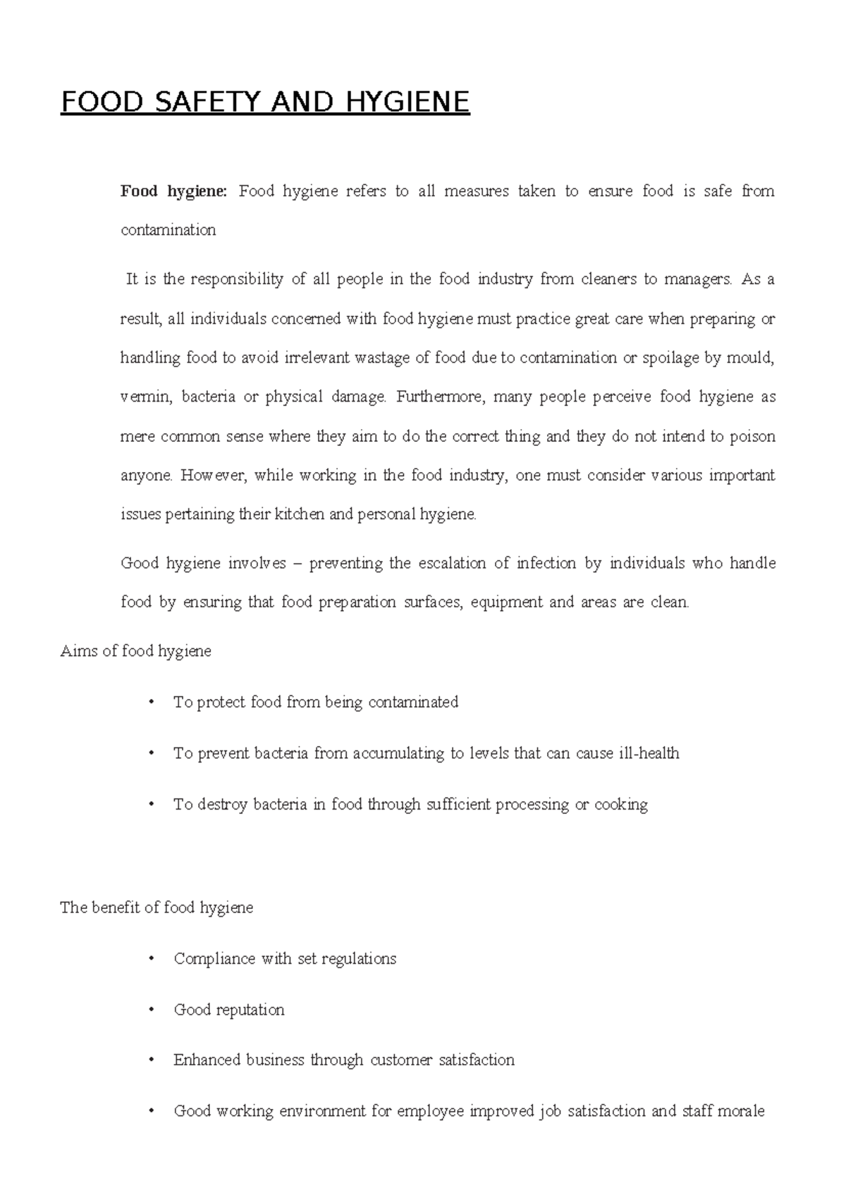 FOOD SAFETY & HYGIENE: Essential Practices & HACCP Guidelines (TVET ...