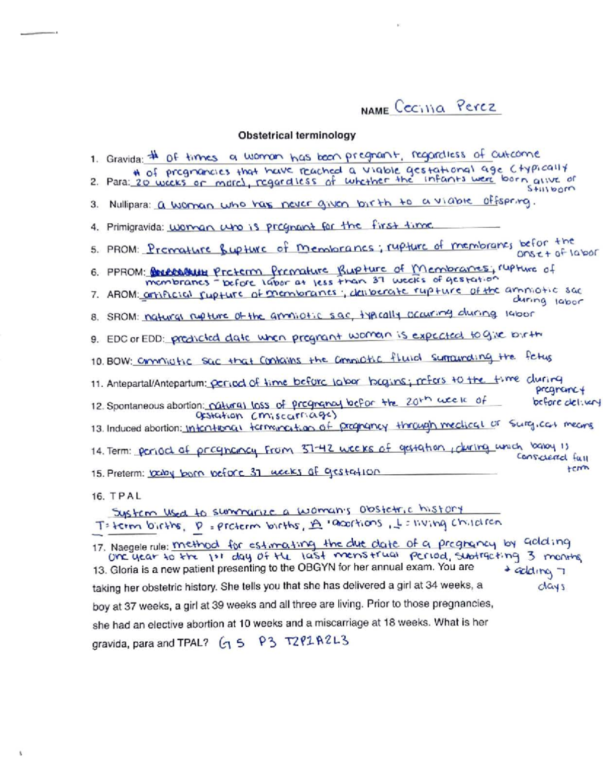 Obstetrical Terminology: Key Terms and Definitions for OBGYN Study ...