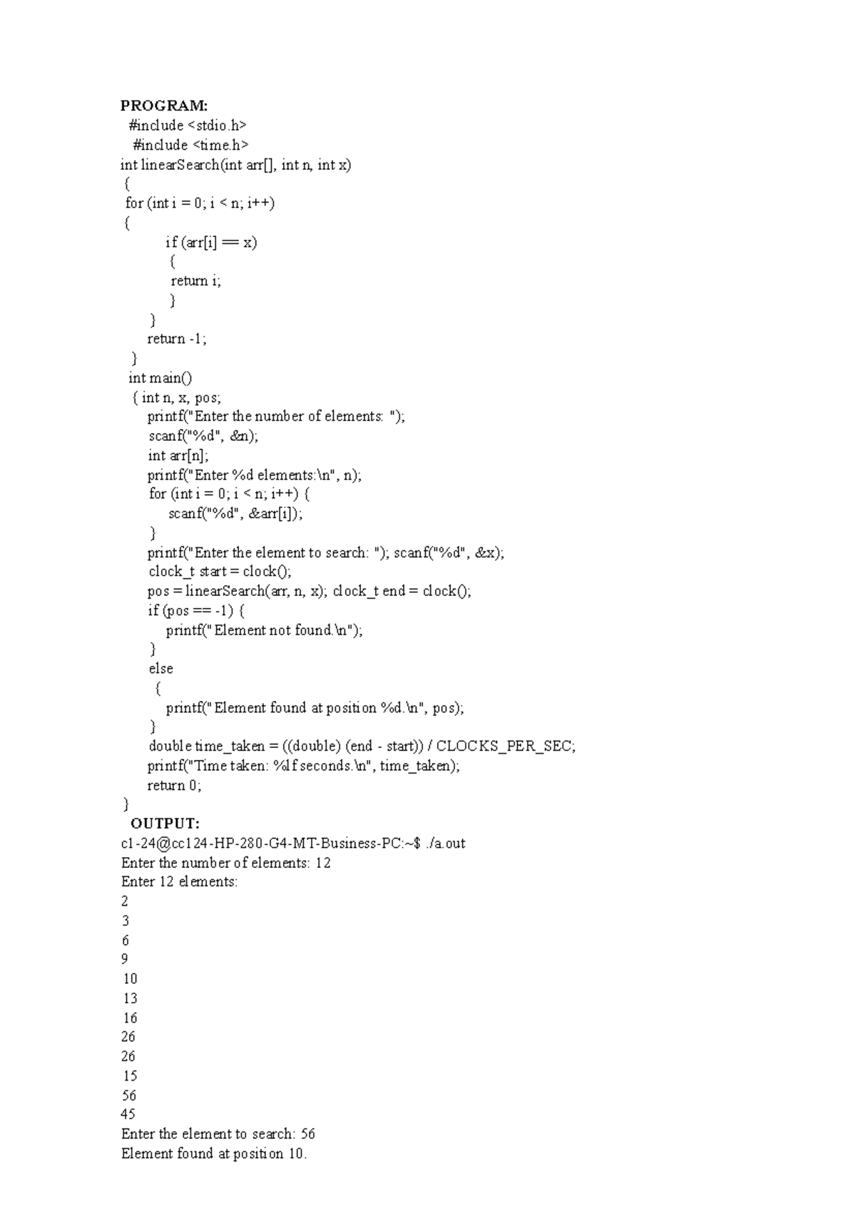 CS3401 - Algorithms Lab: Program Implementations and Outputs - Studocu