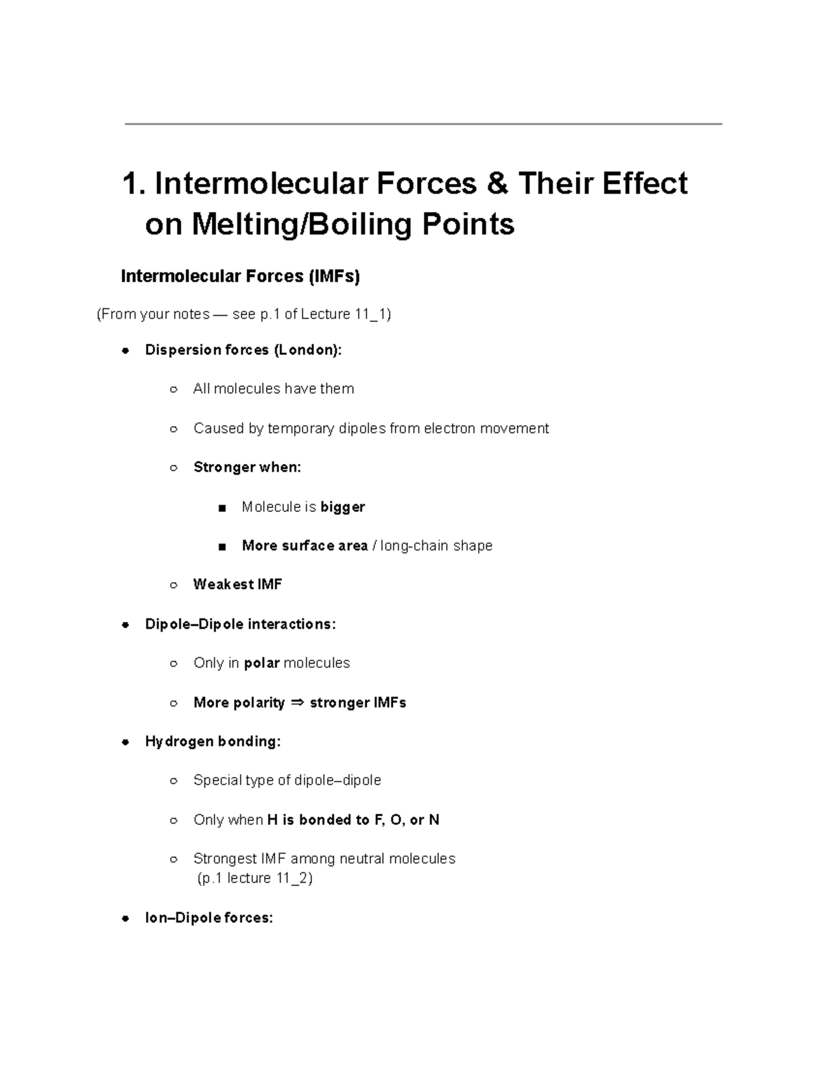 Chapter 11 — Key Concepts on Intermolecular Forces and Gas Laws - Studocu