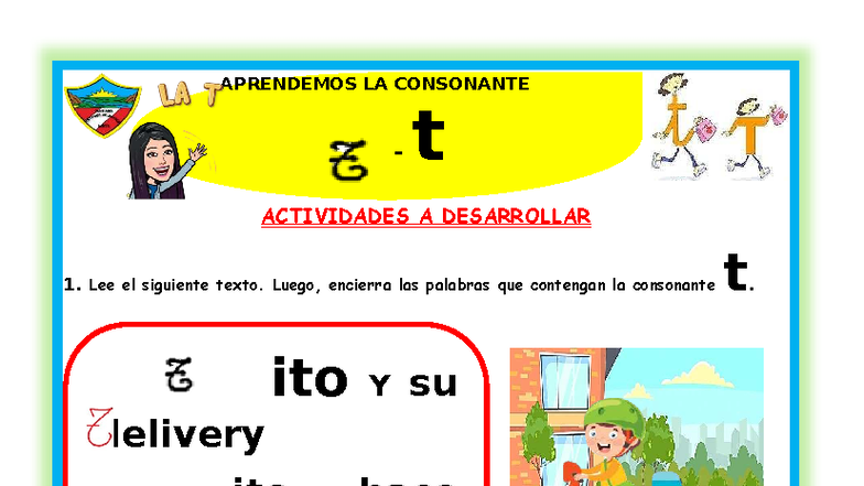 APRENDEMOS LA CONSONANTE T - Ficha de Aplicación Comunicacion - Studocu