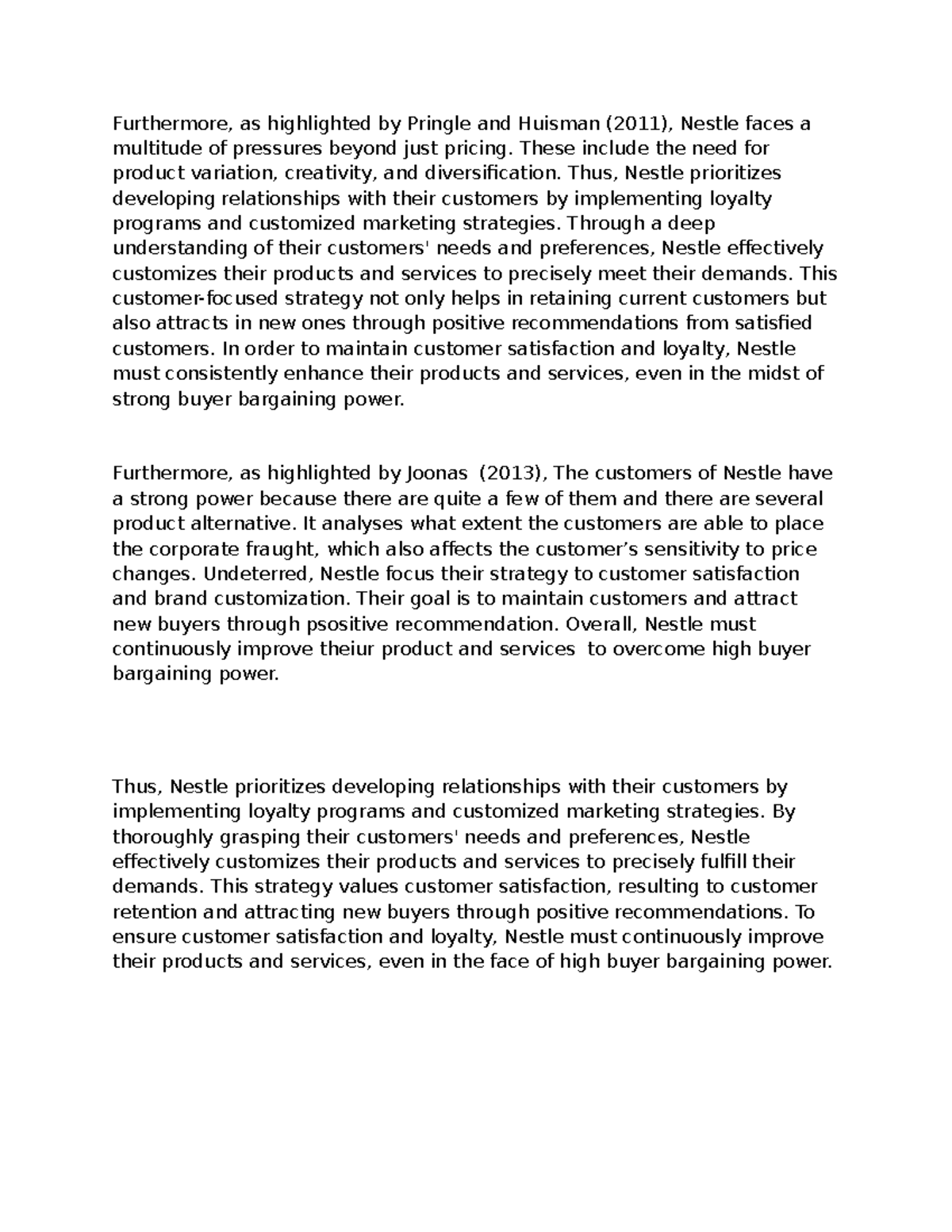 Nestle's Customer Loyalty Strategies: Insights and Analysis - Studocu