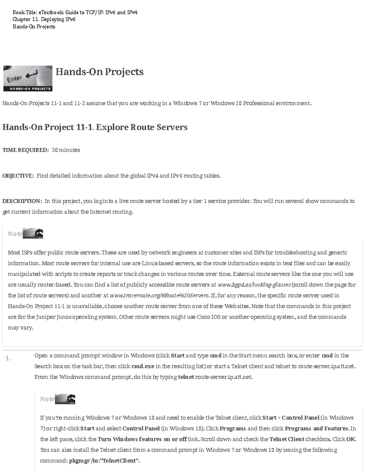 Hands-On Projects 11: Exploring IPv4 & IPv6 Routing in Windows - Studocu