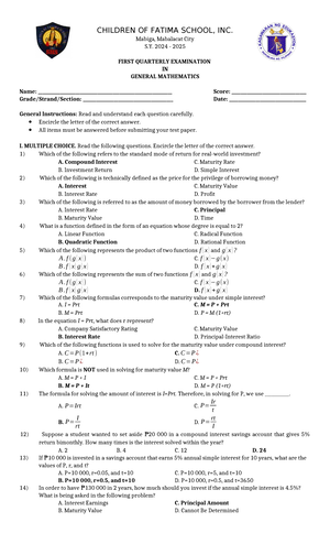 MMW - Module 1 - Lecture notes mathematics in the modern world - 2 nd ...