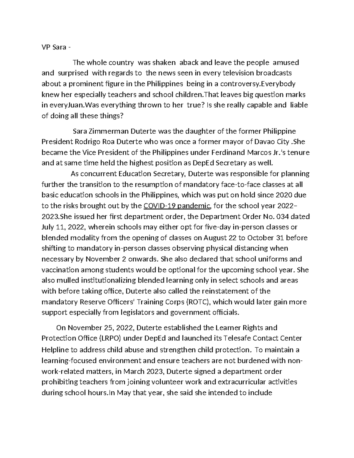 VP Sara Duterte: Controversies, Education Reforms, and Political ...