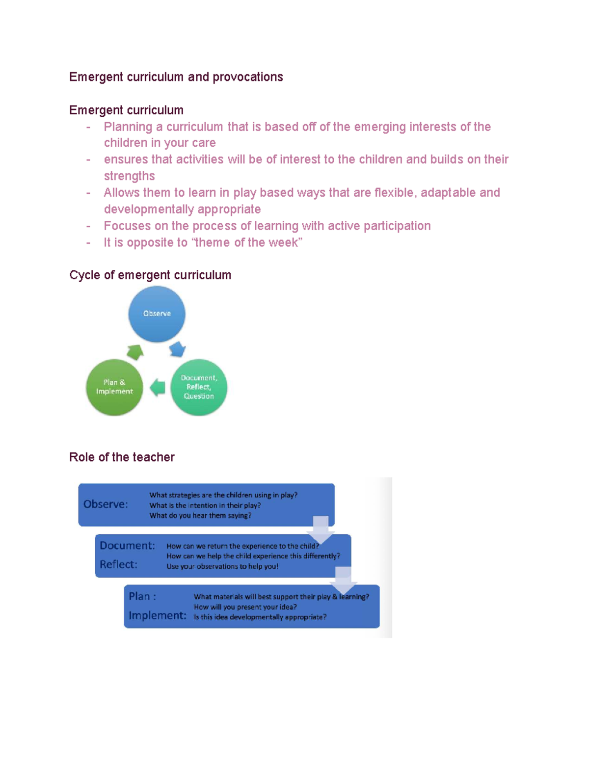 Emergent Curriculum & Provocations in ECE: Insights & Strategies - Studocu