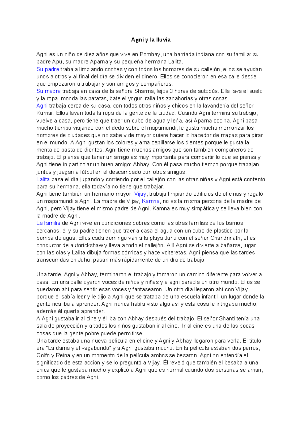 Agni y la lluvia - Resumen del libro sobre la vida en Bombay - Studocu