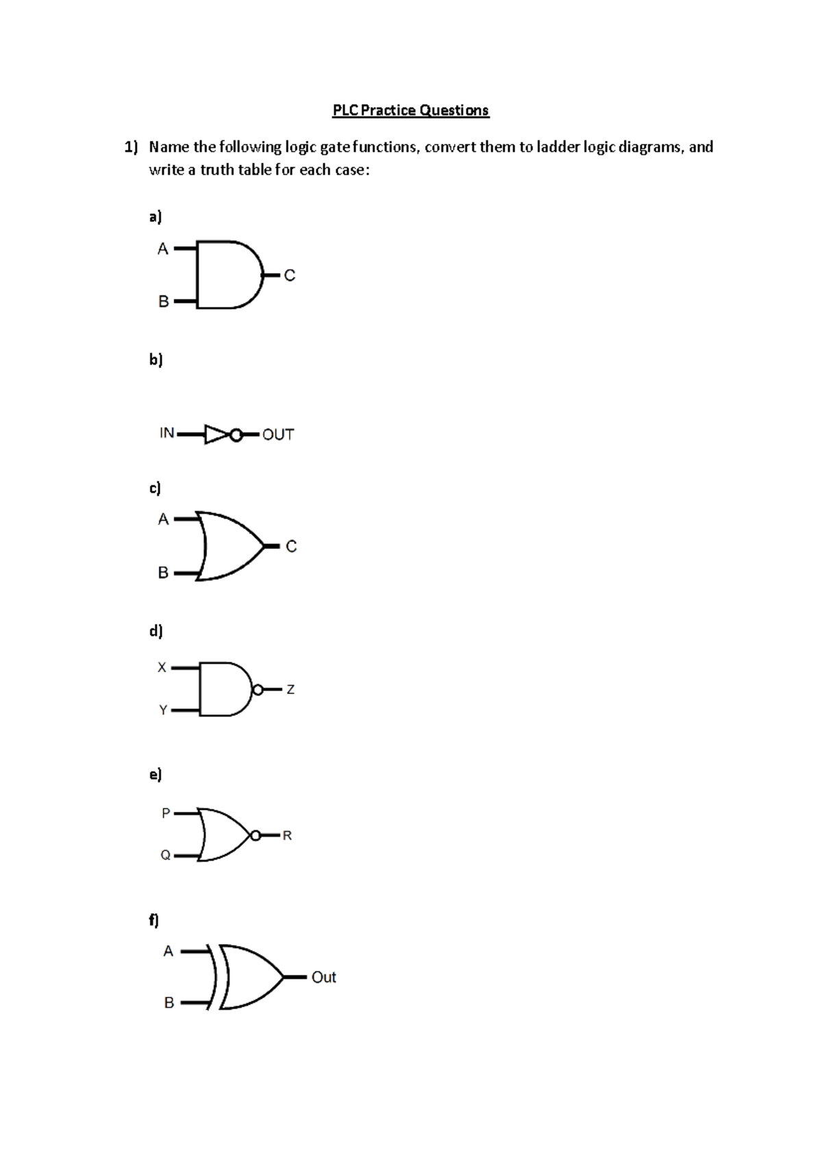 Sample/practice exam, questions and answers - PLC Practice Questions 1 ...