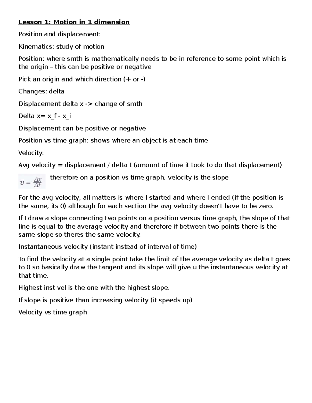Phys204 Lesson 1 & 2: Motion, Position, Velocity, and Acceleration ...