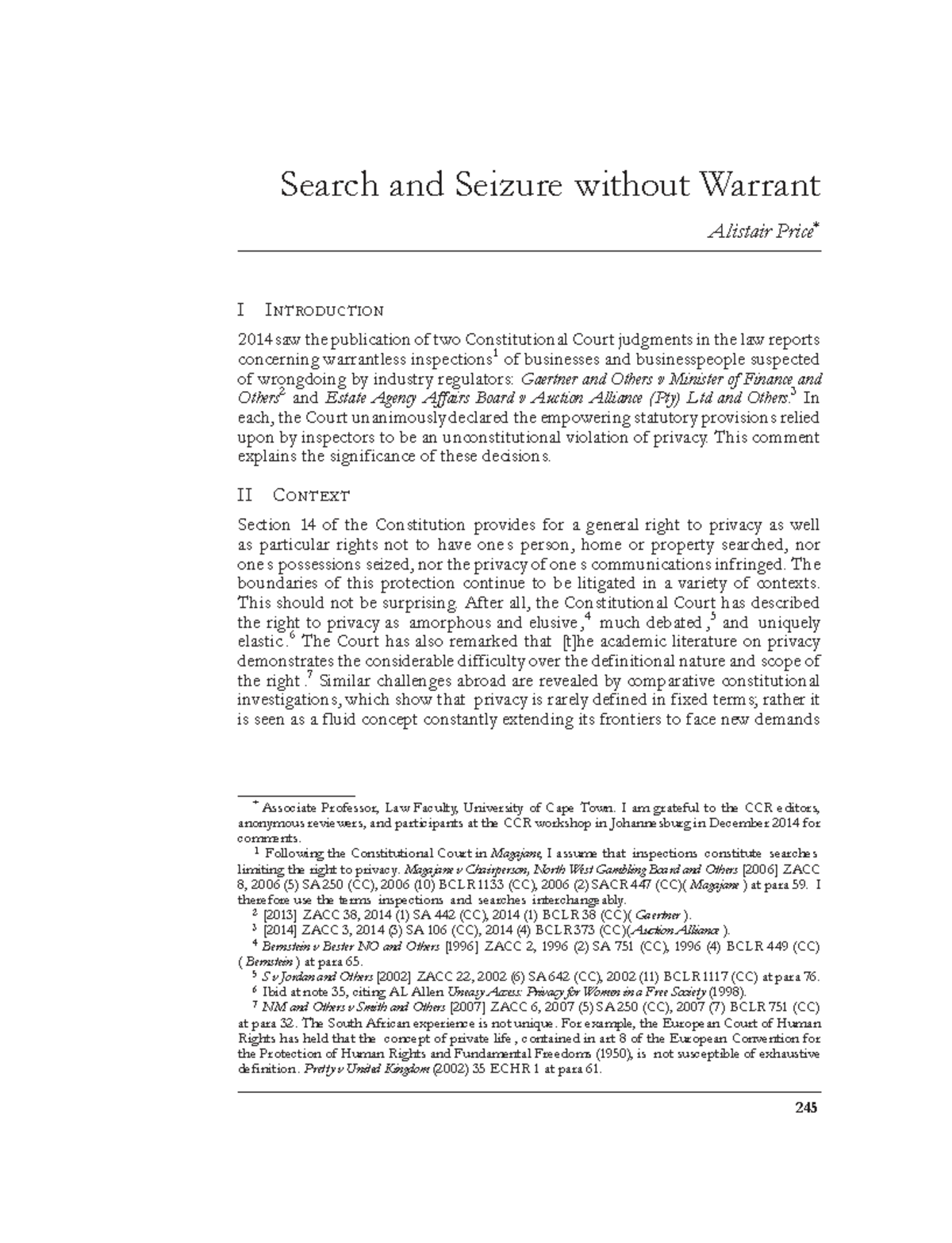 Search and Seizure Without Warrant: Analyzing Constitutional Court ...