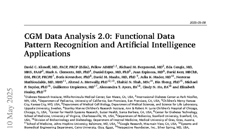 CGM Data Analysis 2.0 Functional Data - arXiv:2505 [q-bio] 10 May 2025 ...