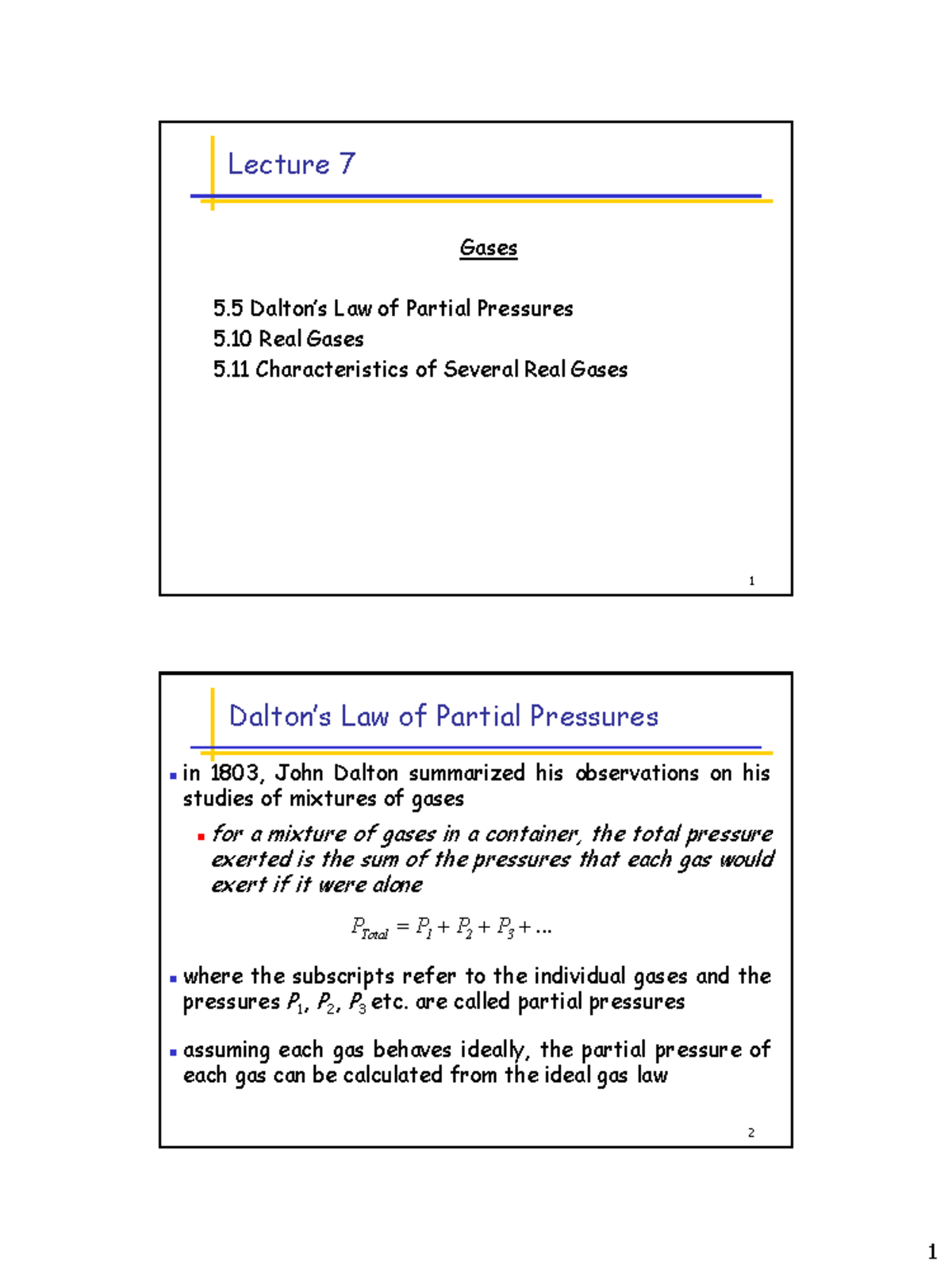 Lecture Notes on Dalton's Law of Partial Pressures (CHEM101) - Studocu